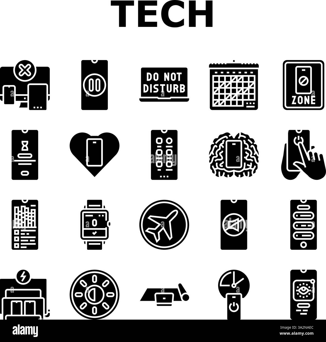 mindful tech engagement balance icons set vector Stock Vector Image ...