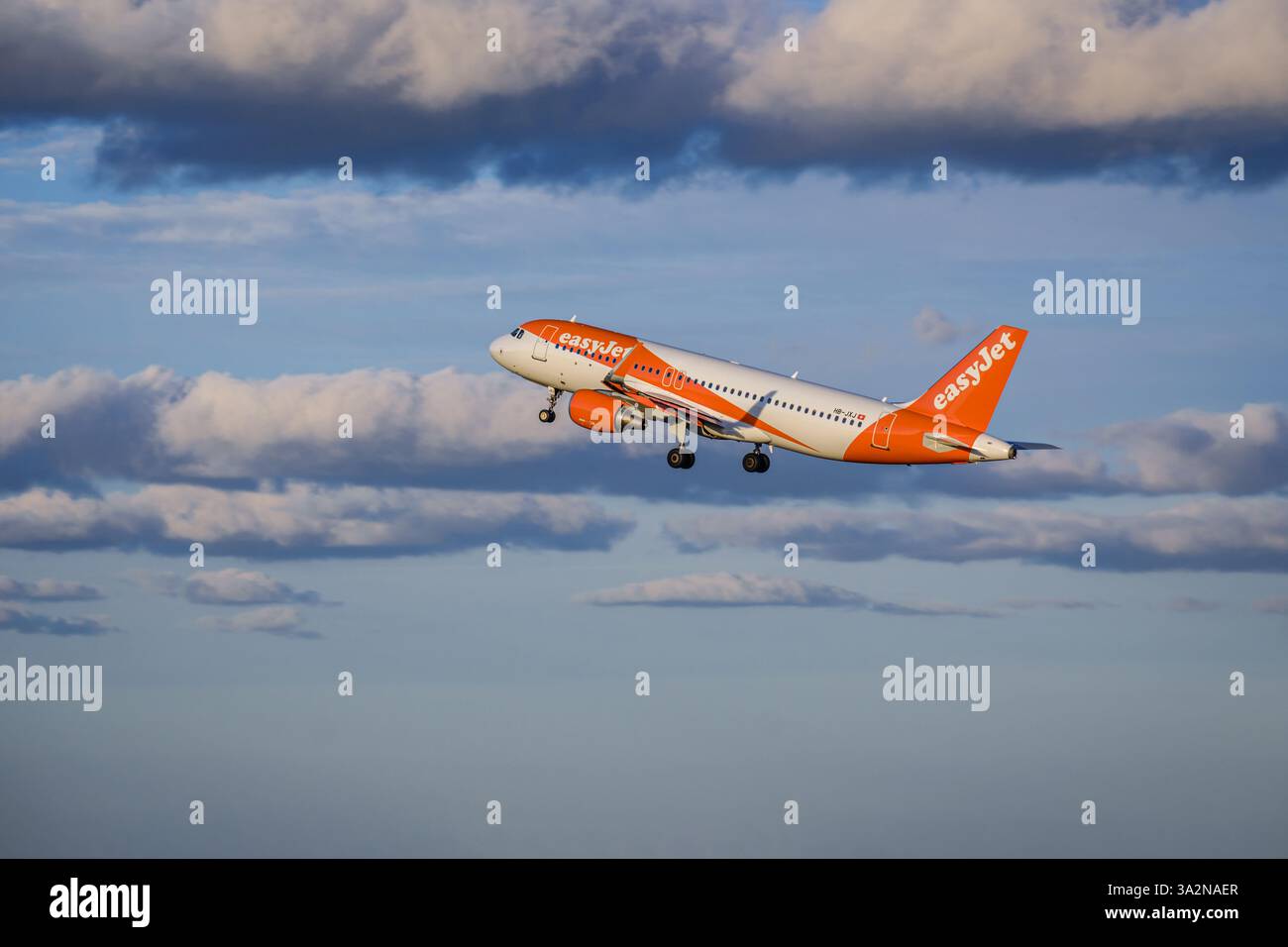 Lisbon, Portugal - Apr 29, 2024: EasyJet Airbus 320 aircraft shot mid ...