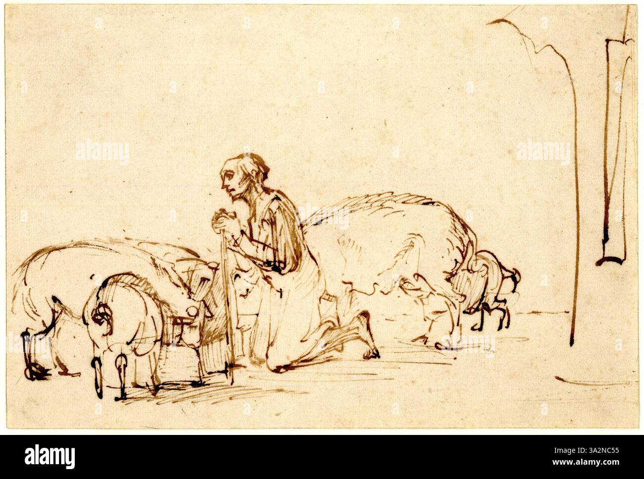 This scene from the parable of the Prodigal Son shows the young man in ...