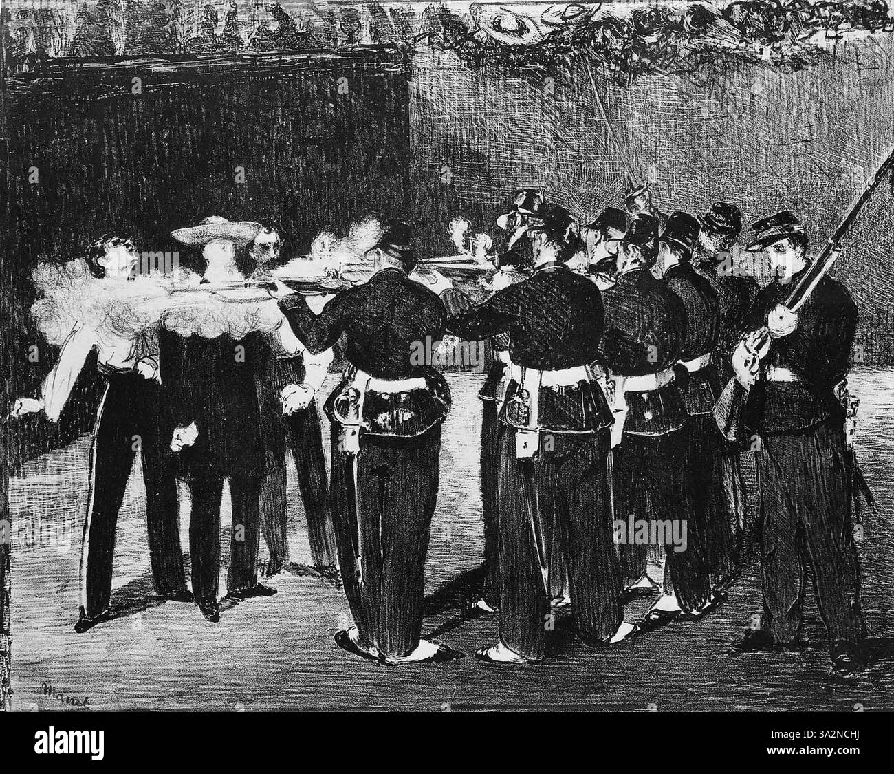 A historical painting by Édouard Manet depicting the execution of ...