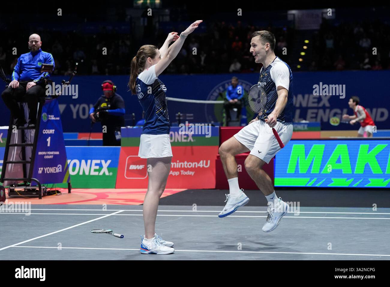 England's Jenny Mairs and Gregory Mairs celebrate after their victory ...