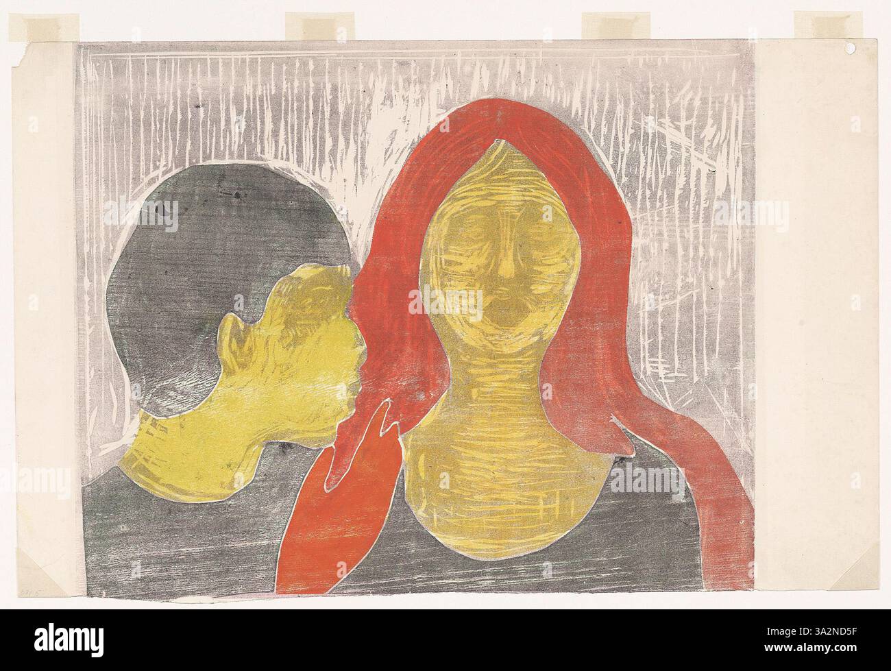 Munch’s portrayal of a kiss placed on the hair explores themes of love ...