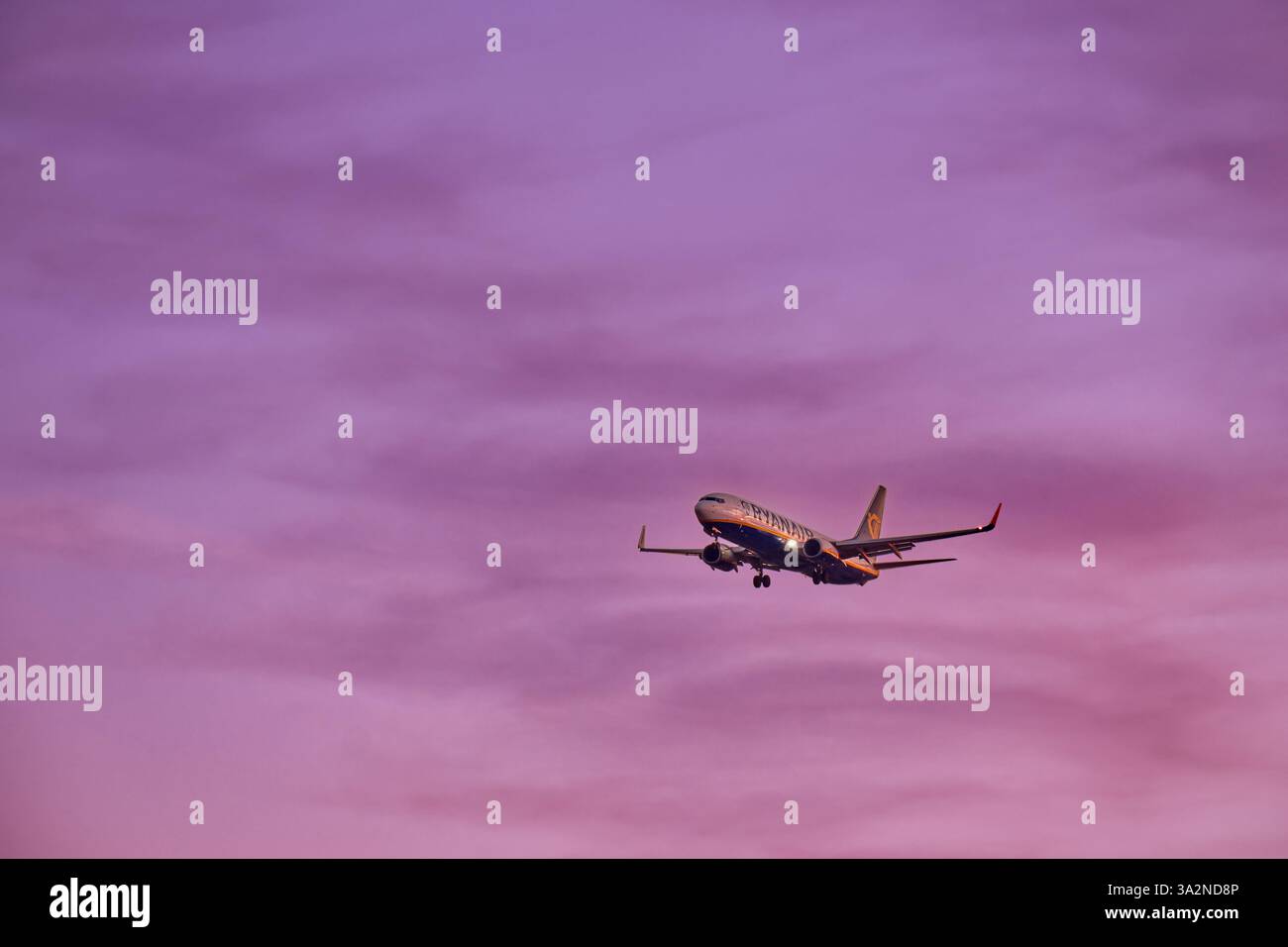 Lisbon, Portugal - Jan 14, 2025: Ryanair Boeing 737 aircraft shot mid ...
