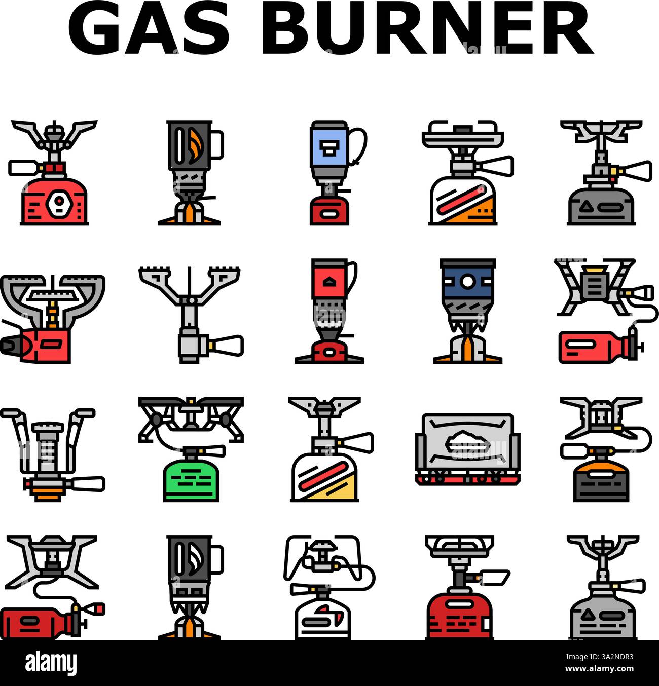 gas burner stove cooktop icons set vector Stock Vector Image & Art - Alamy