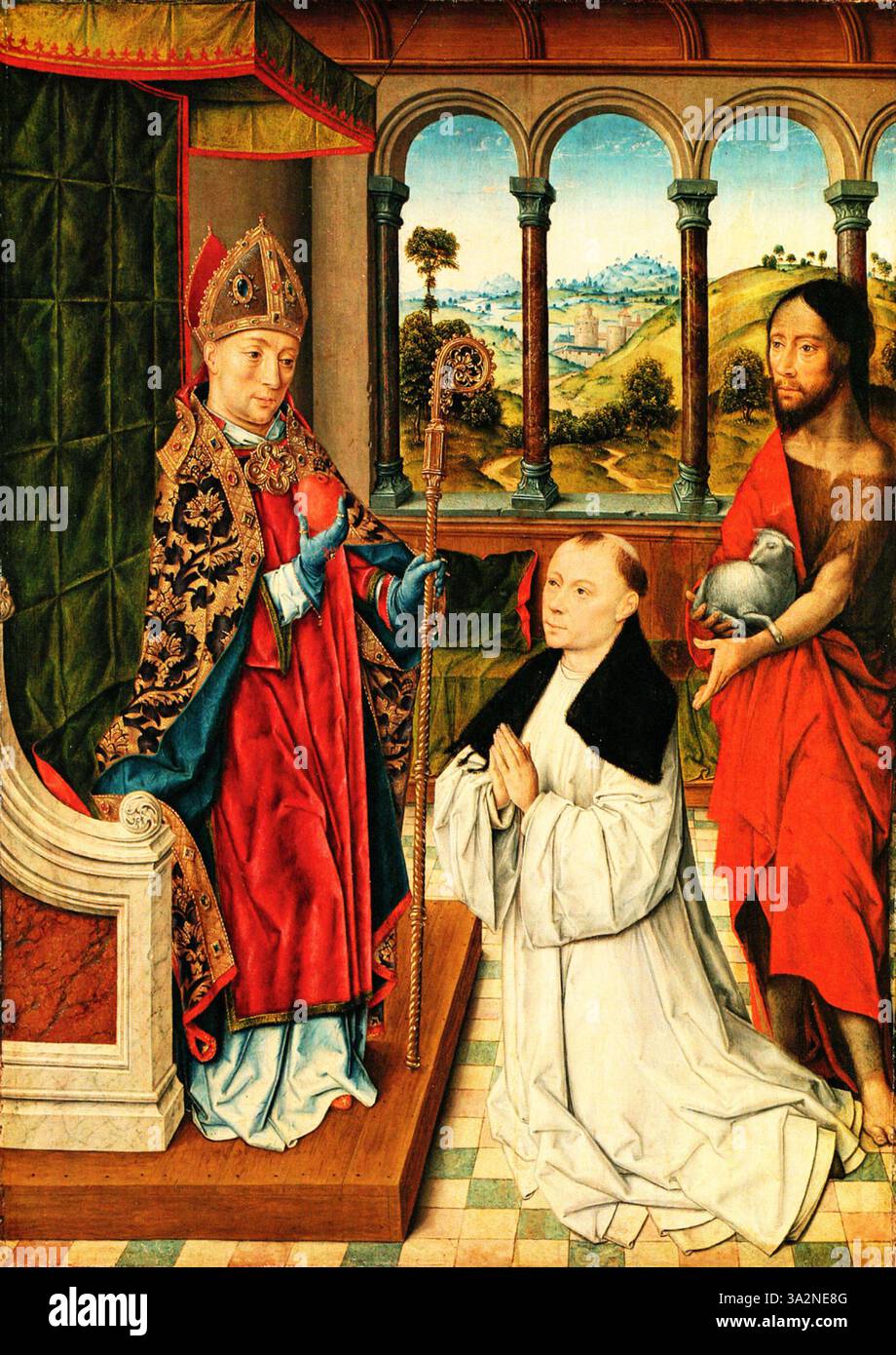 This painting by Albrecht Bouts depicts St. Augustine alongside a ...