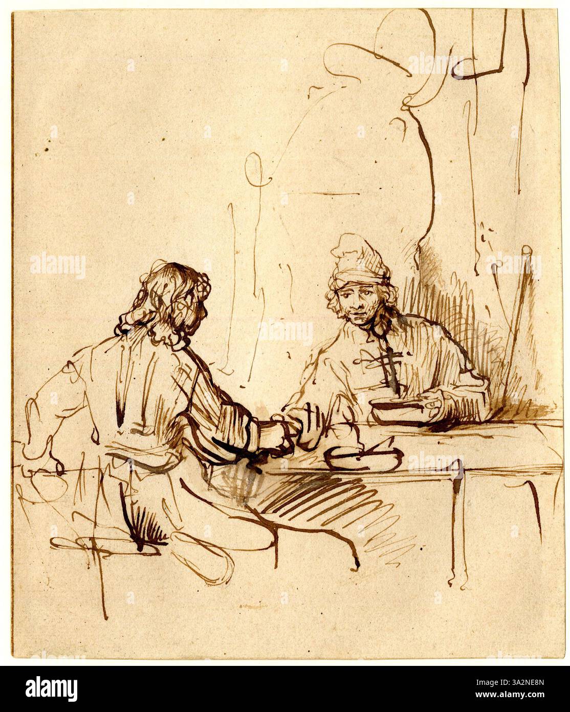 This reproduction portrays the biblical scene of Esau selling his ...