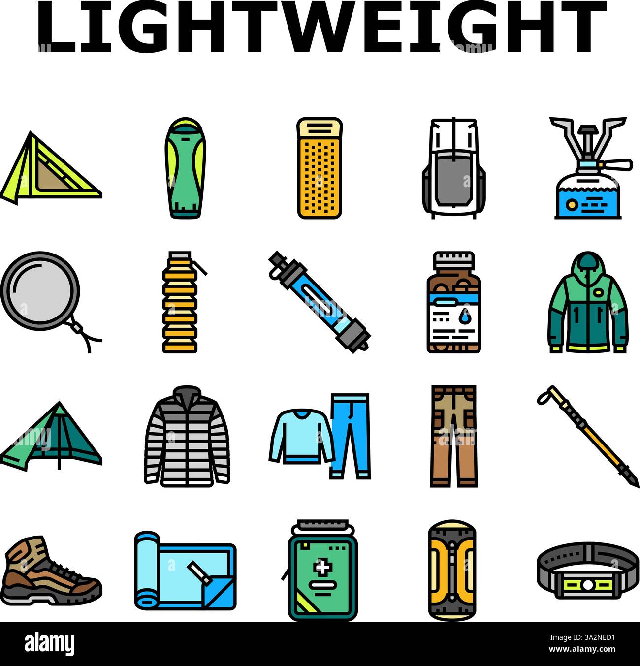 lightweight backpacking icons set vector Stock Vector Image & Art - Alamy