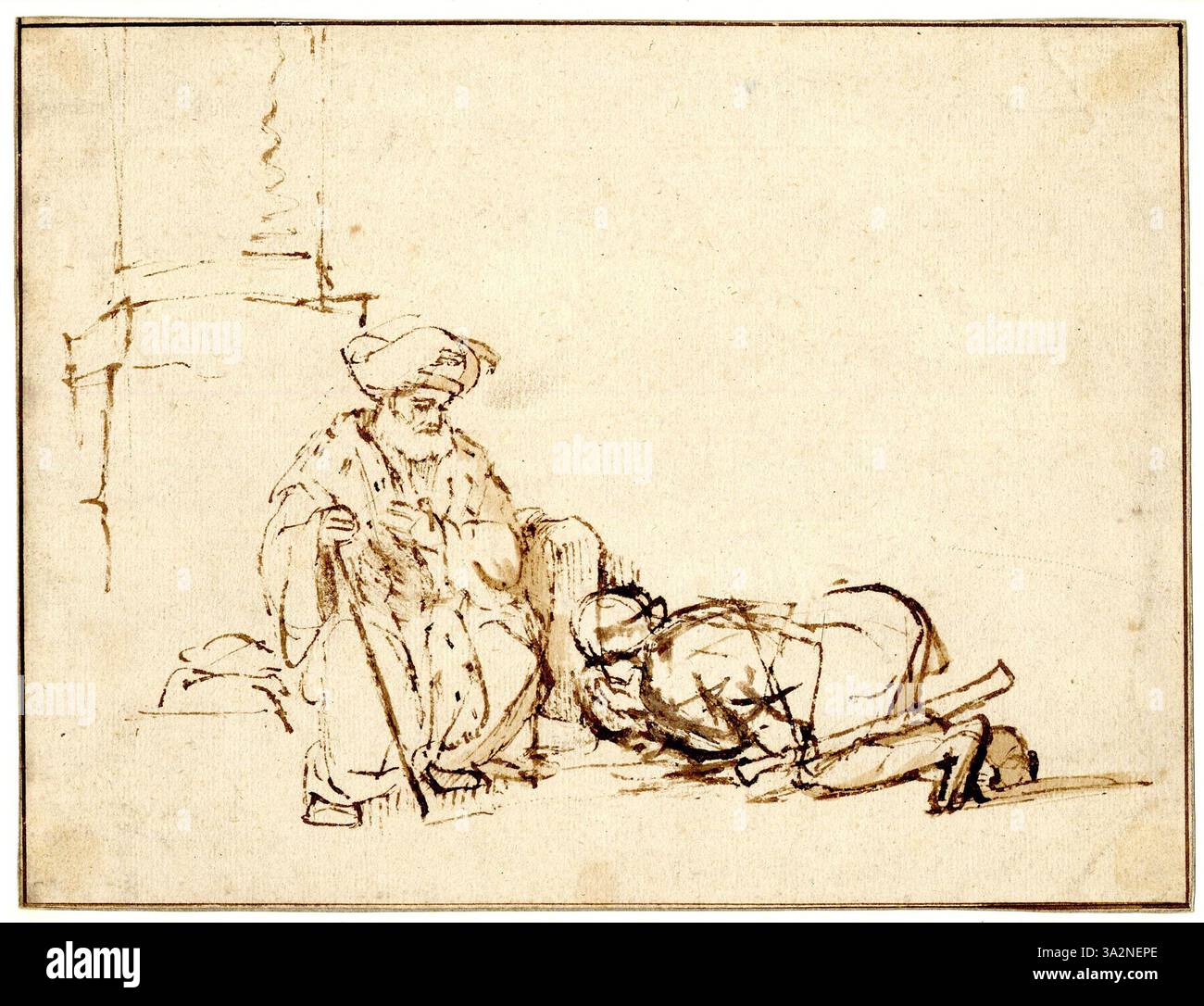 This work depicts the Biblical scene of Absolom bowing before King ...