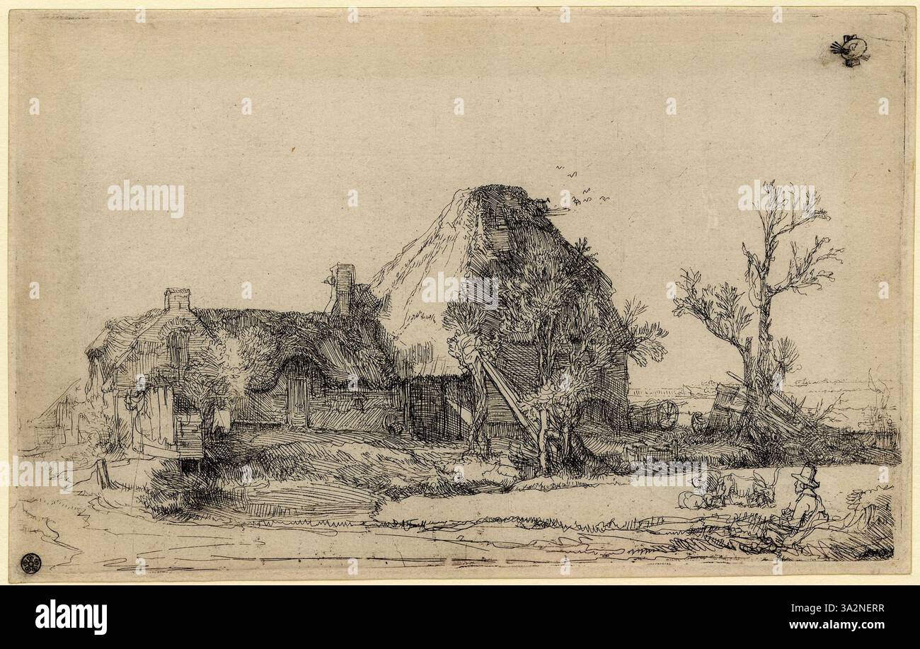 This etching by Rembrandt highlights his use of light and shadow to ...