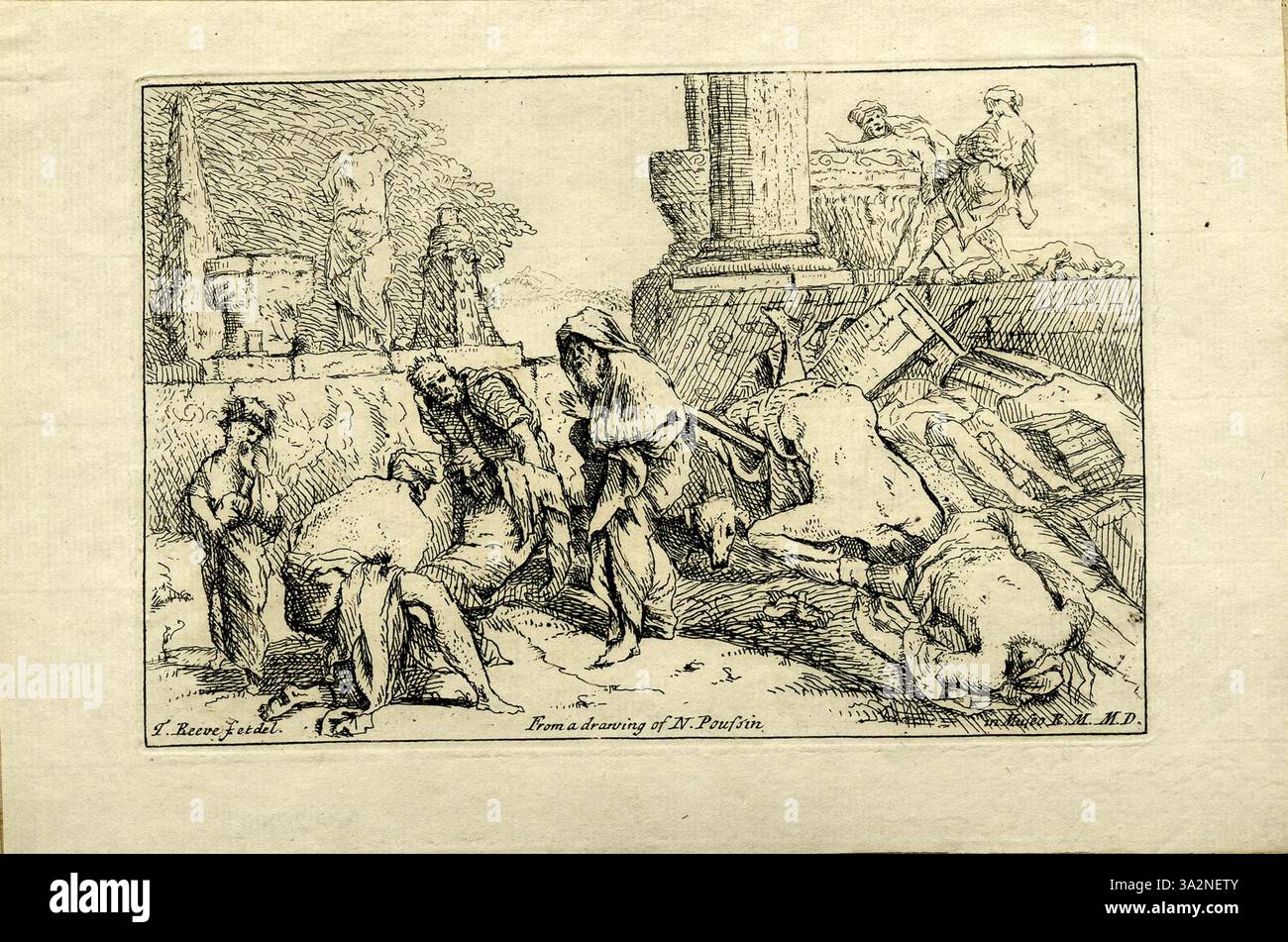 A detailed engraving by Sir Thomas Reeves after Nicolas Poussin’s work ...
