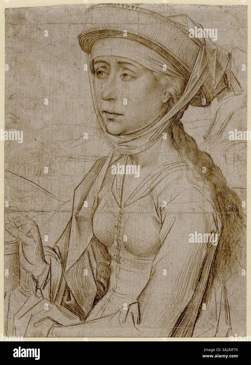 A work from the workshop of Rogier van der Weyden, this painting of St. Mary Magdalene depicts ...