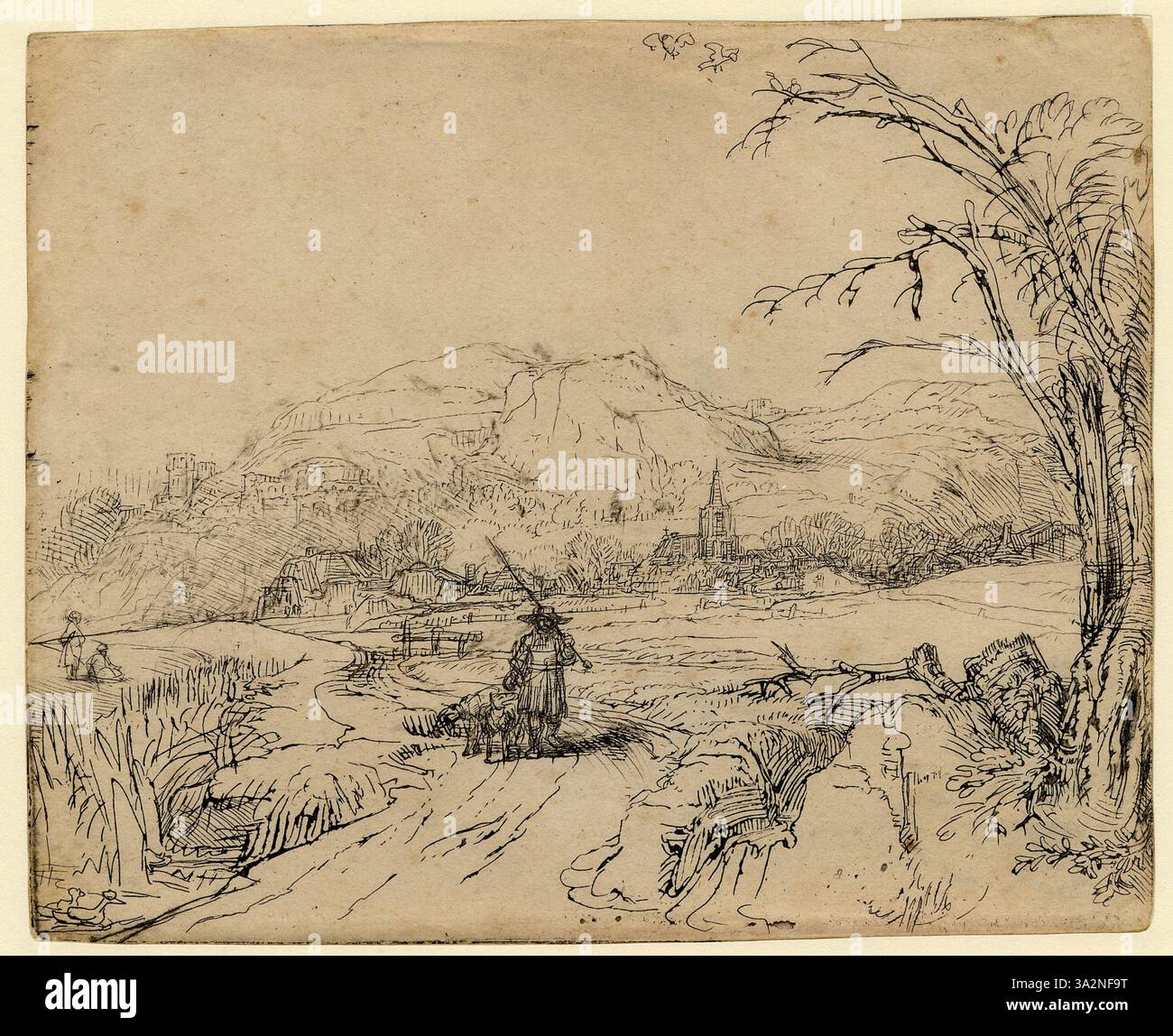 This etching from 1843 by Rembrandt highlights his signature use of ...
