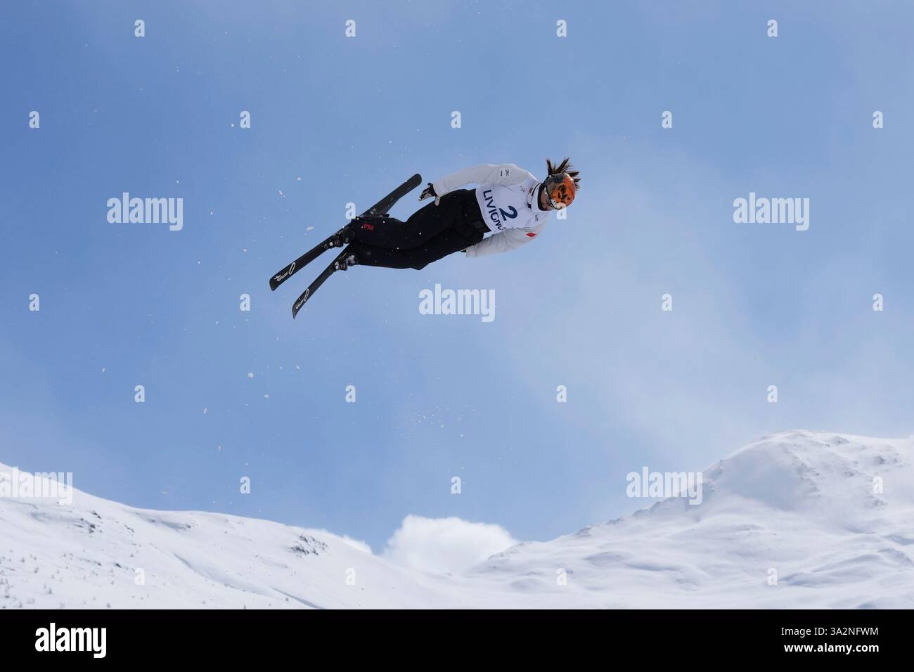 China's Mengtao Xu competes during the women's freestyle skiing aerials ...