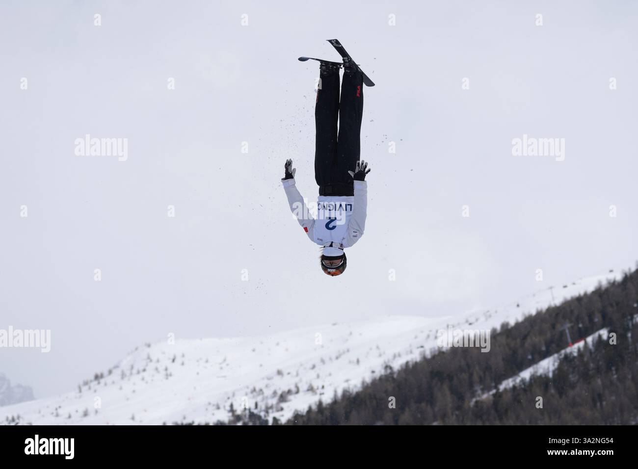China's Mengtao Xu competes during the women's freestyle skiing aerials ...