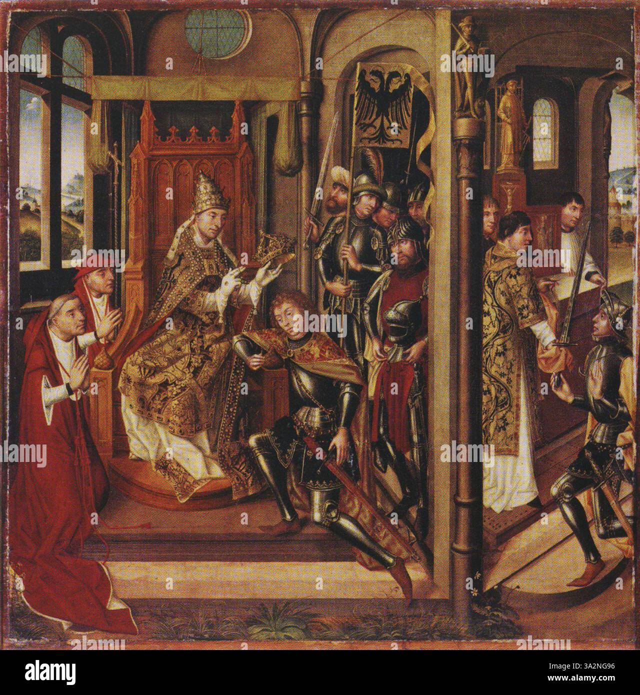 This painting by the Master of Saint Barbara depicts the coronation of ...