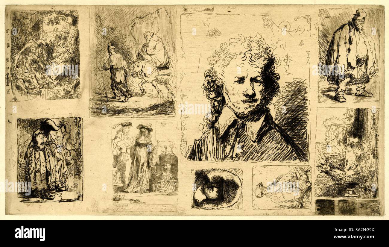 This 1866 engraving by Léopold Flameng portrays Rembrandt, focusing on ...