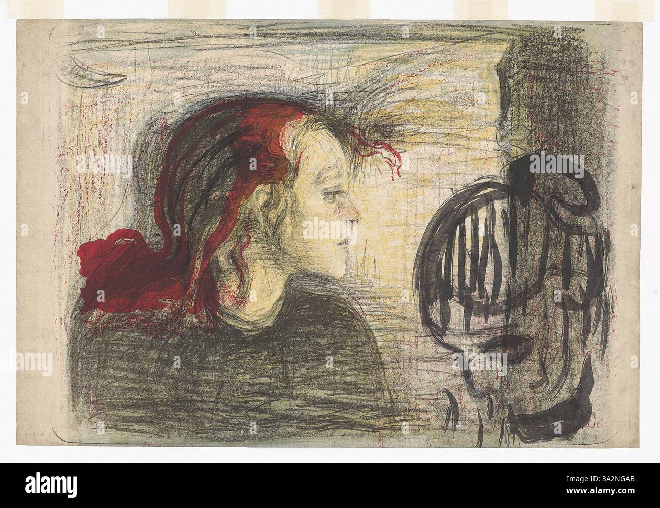 This painting by Edvard Munch portrays a caregiver watching over a sick ...