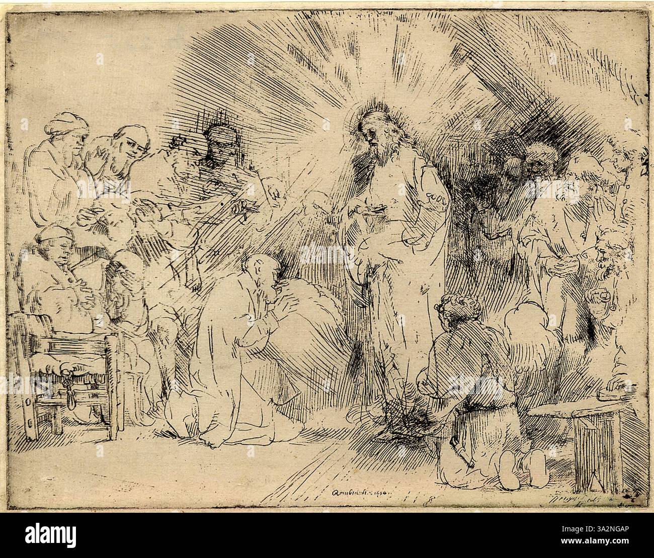 In this etching, Rembrandt uses his signature technique of blending ...