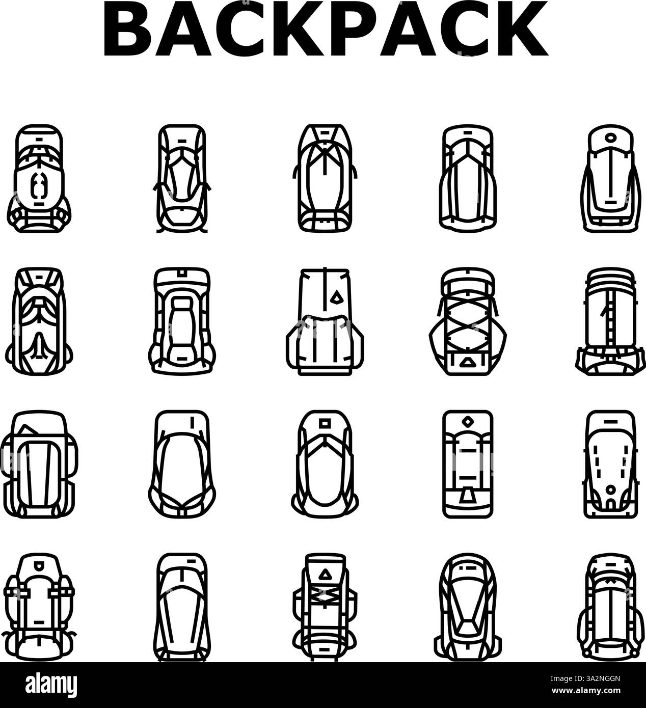 hiking backpack gear trail icons set vector Stock Vector Image & Art ...