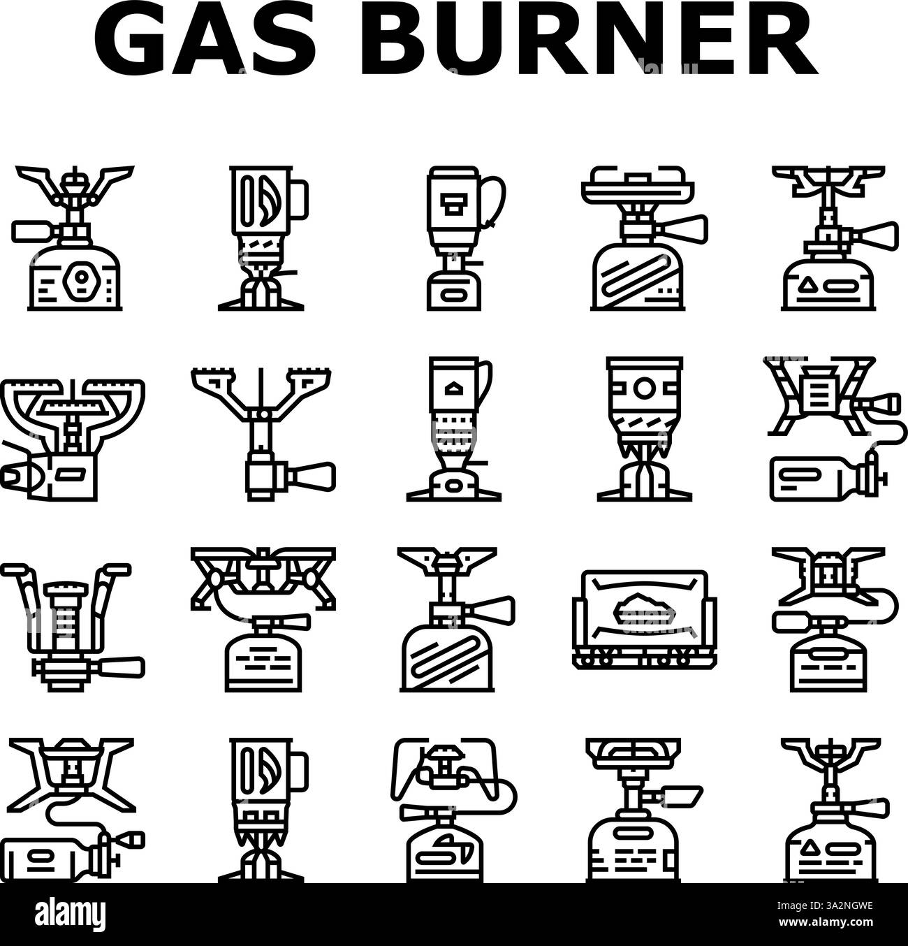 gas burner stove cooktop icons set vector Stock Vector Image & Art - Alamy