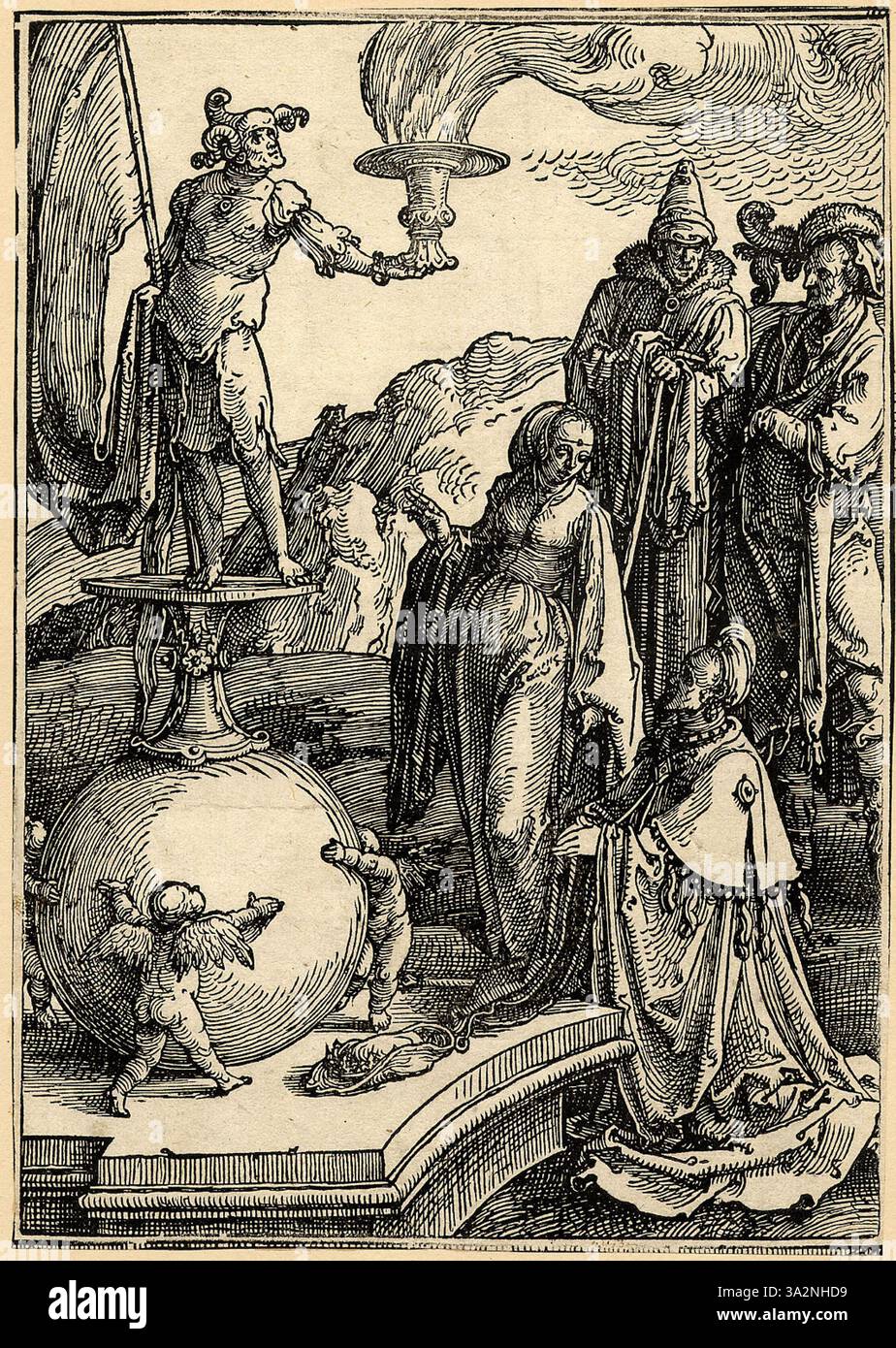 A print by Lucas van Leyden, dating from 1849, depicting a scene in his ...