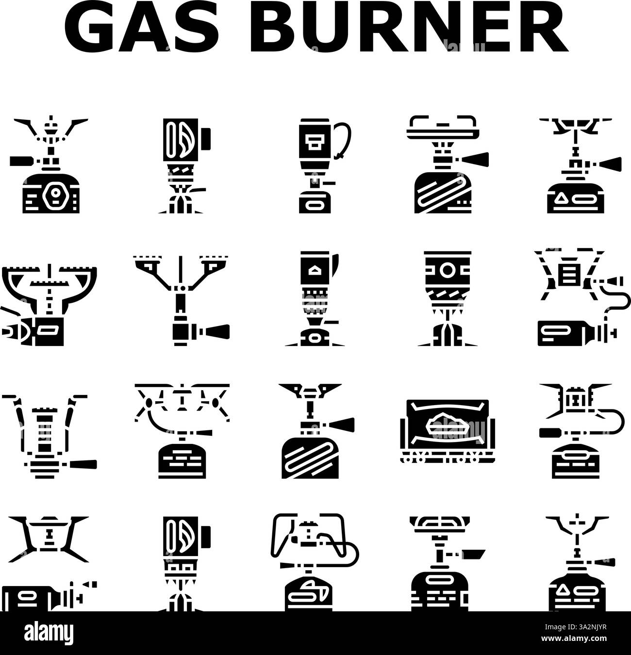 gas burner stove cooktop icons set vector Stock Vector Image & Art - Alamy
