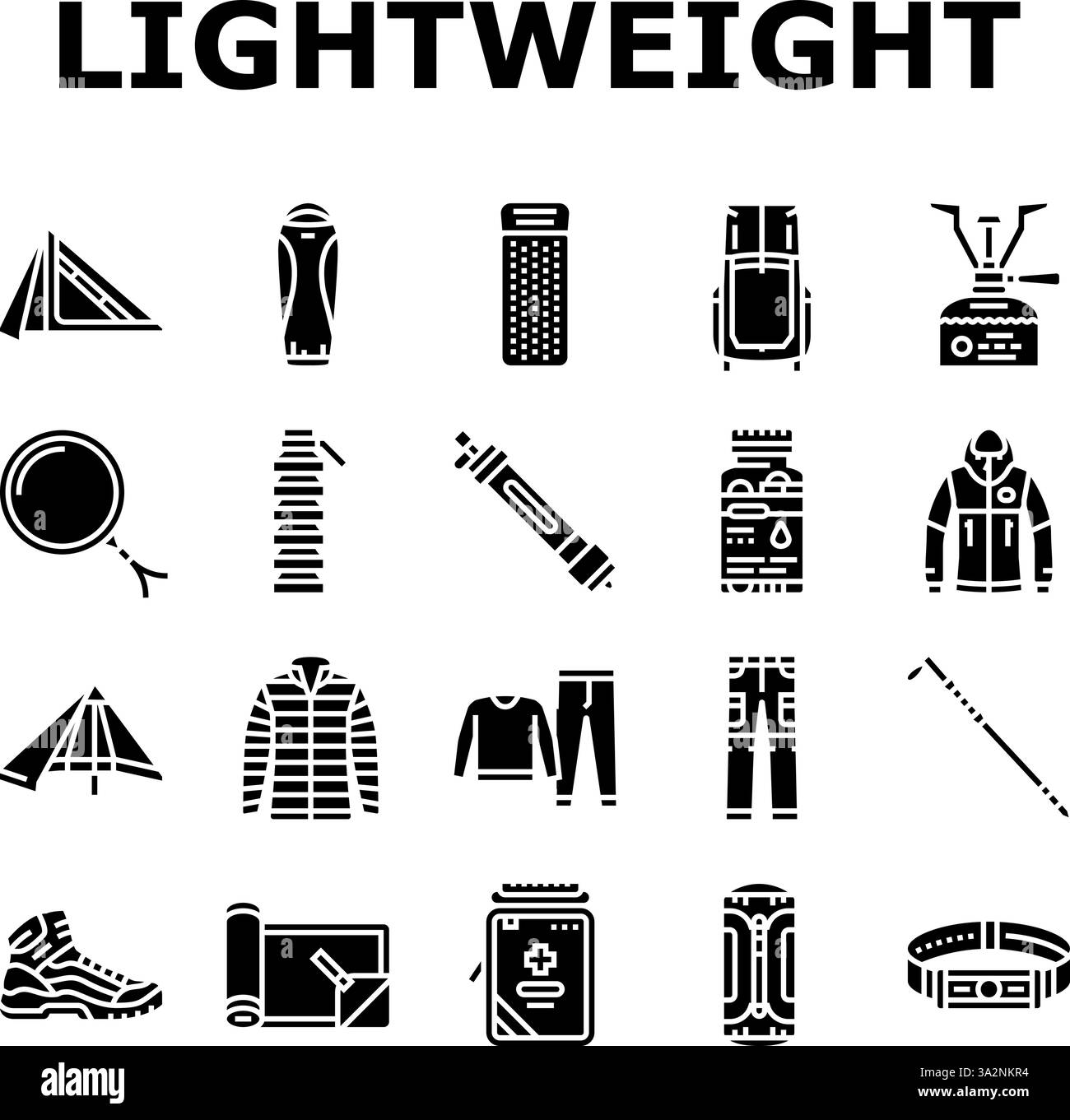 lightweight backpacking icons set vector Stock Vector Image & Art - Alamy