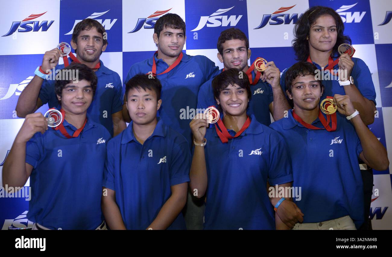 NEW DELHI,INDIA â€“ JULY 06: Common Wealth Games medal winners Vinesh ...