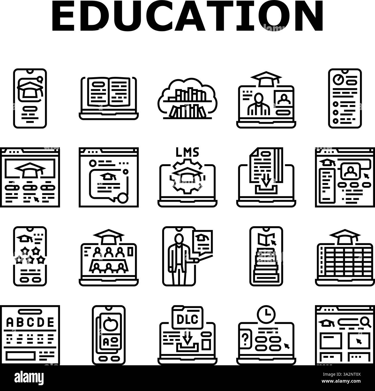 education platform edtech icons set vector Stock Vector Image & Art - Alamy