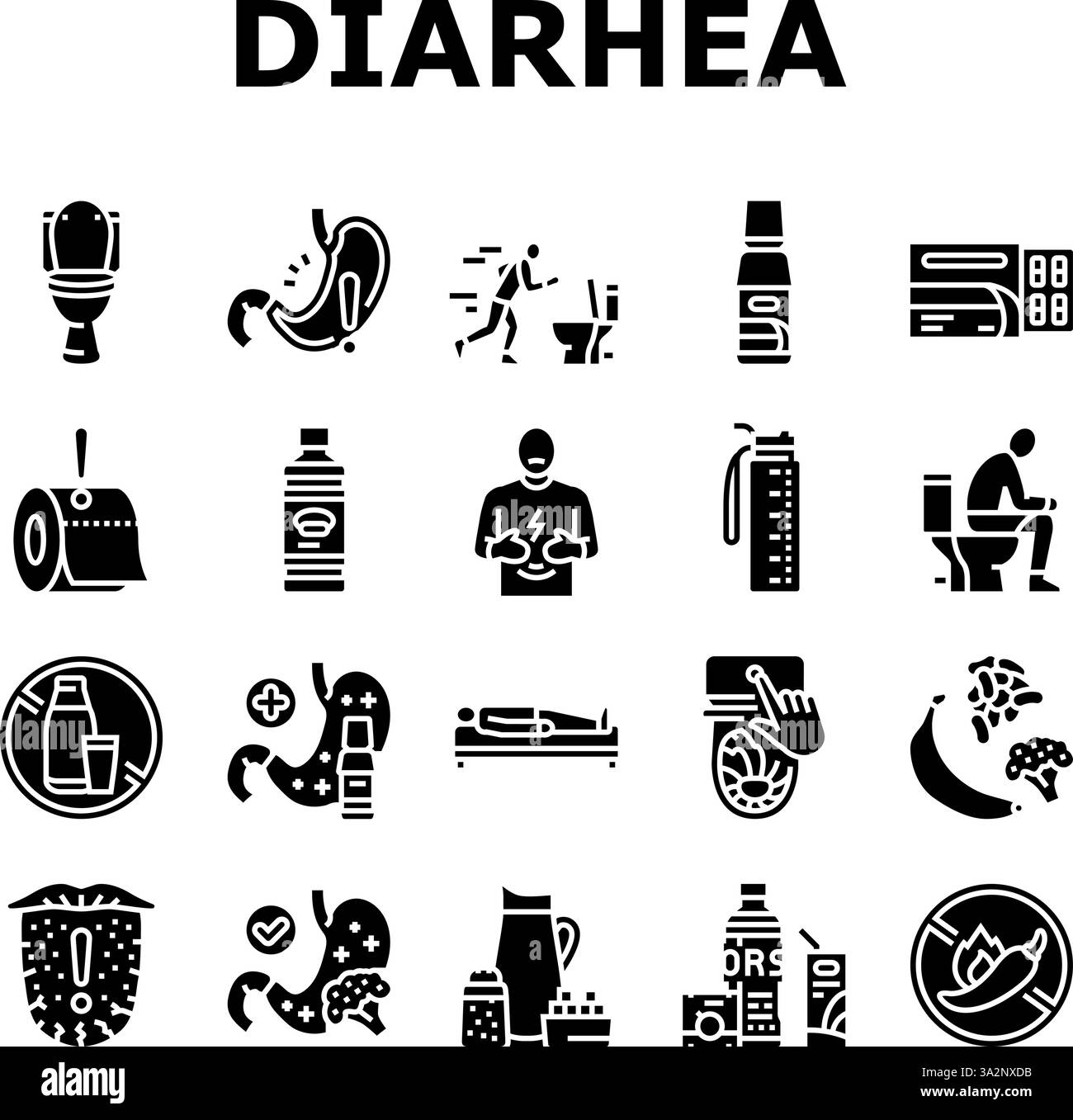 diarrhea causes icons set vector Stock Vector Image & Art - Alamy