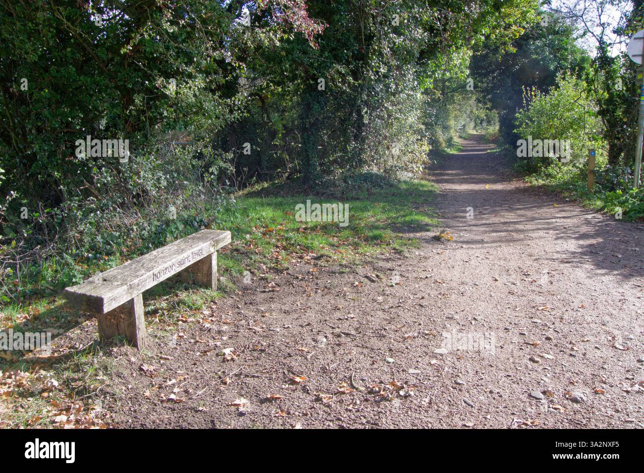 Bench beside Marriott's Way long-distance footpath / cycleway between ...