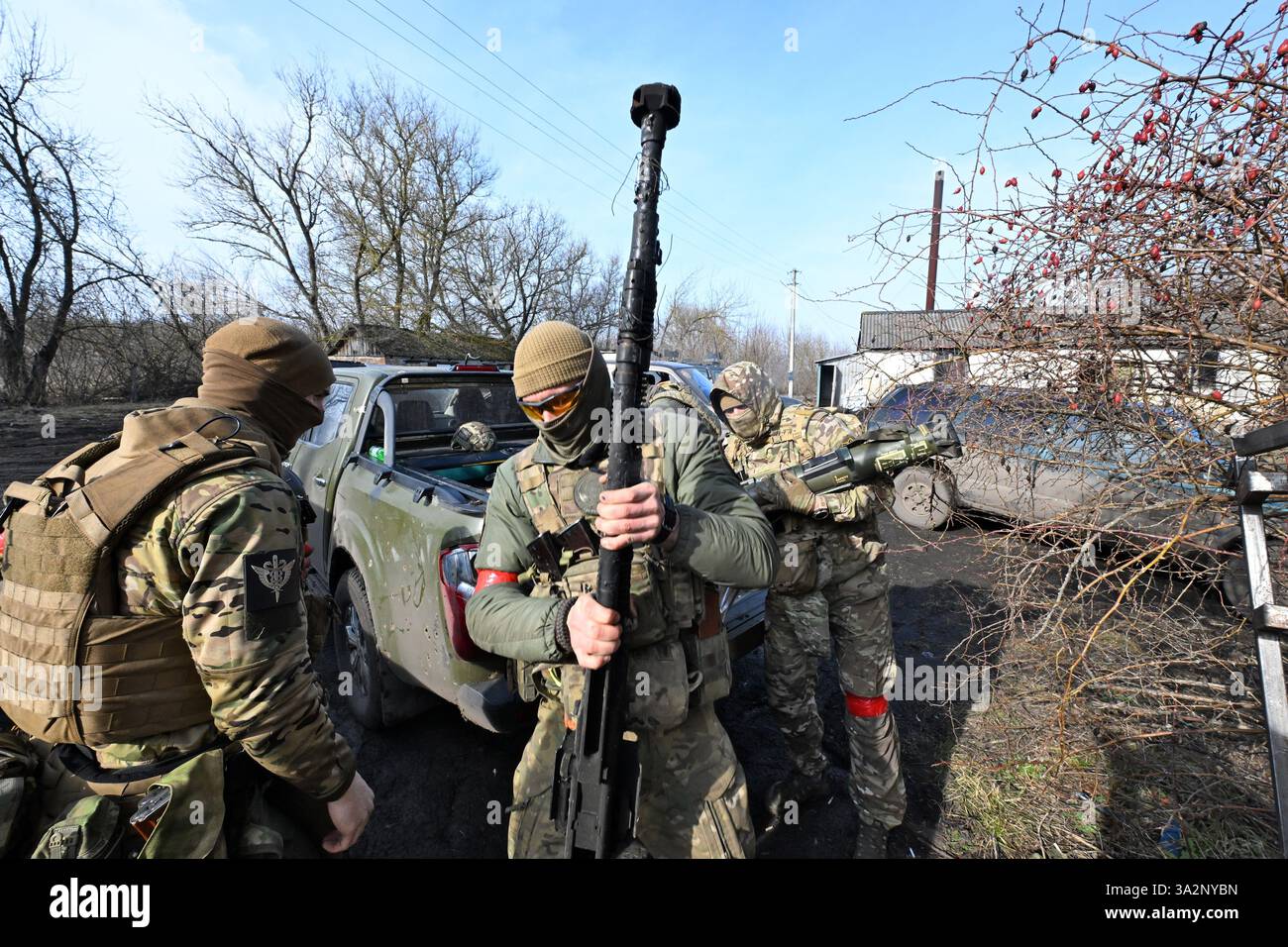Russia. 13th Mar, 2025. Soldiers of the Aida group of the Akhmat ...