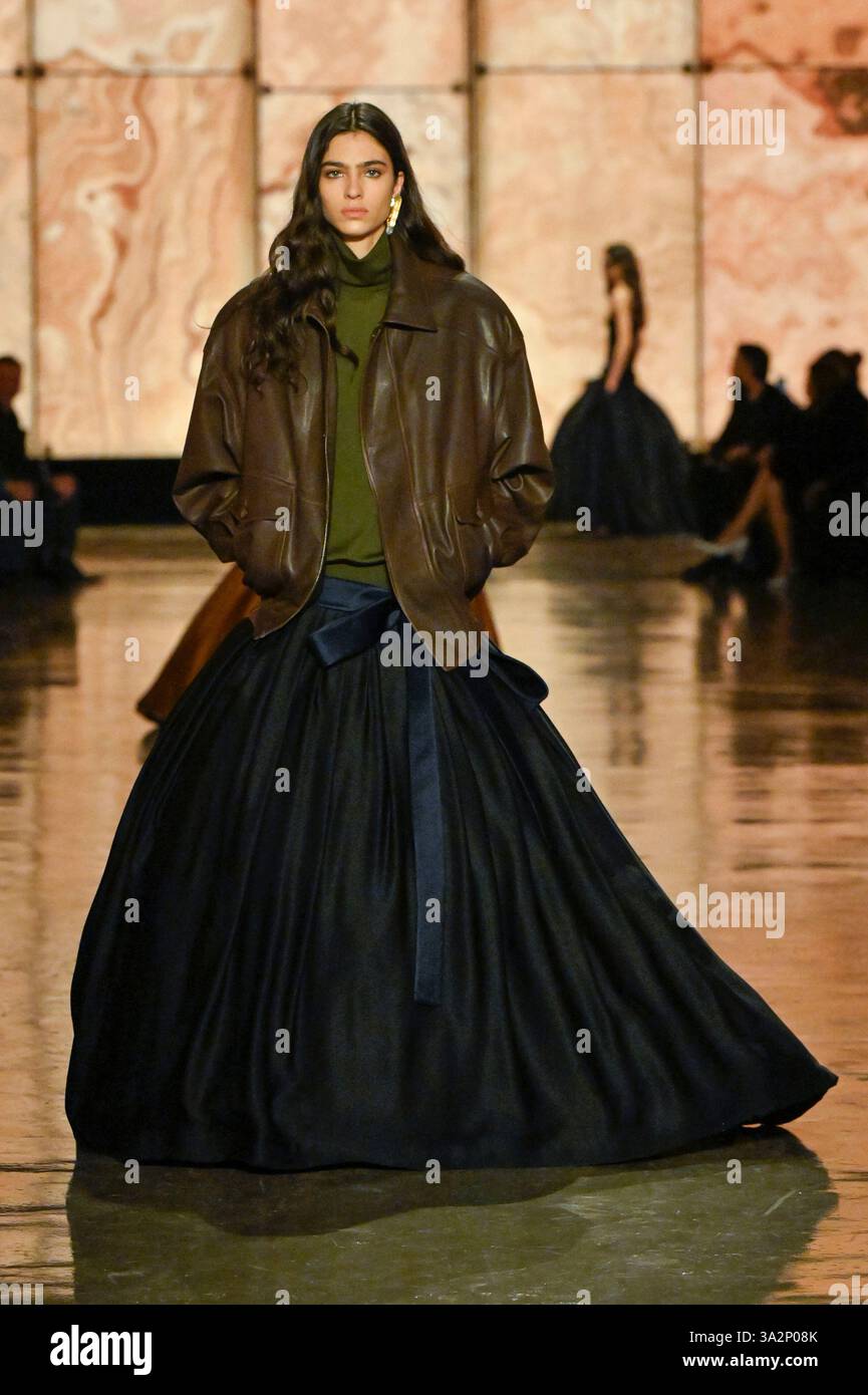 Model Loli Bahia walks on the runway during the Saint Laurent Ready to ...