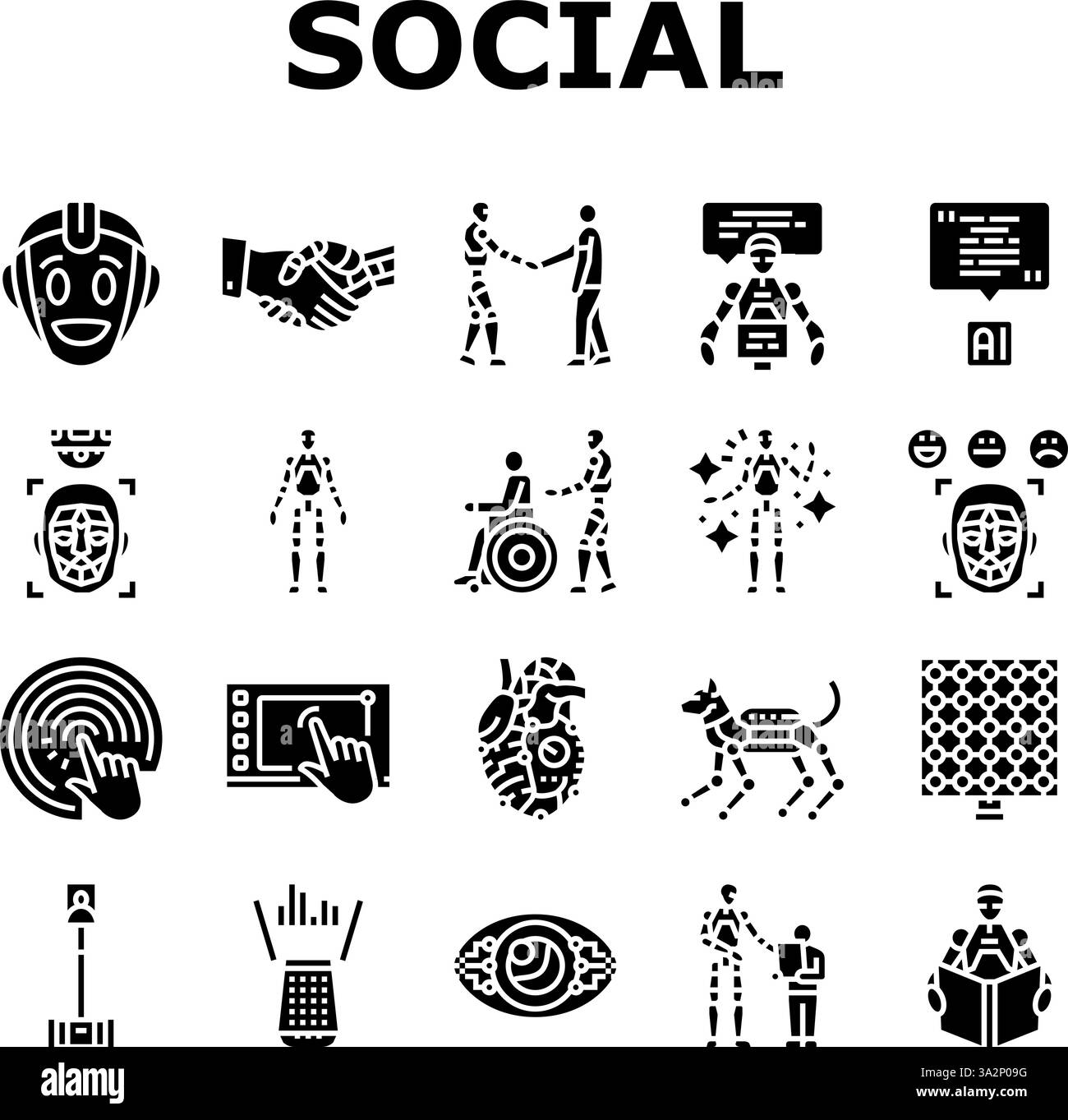 social robotics ai interaction icons set vector Stock Vector Image ...