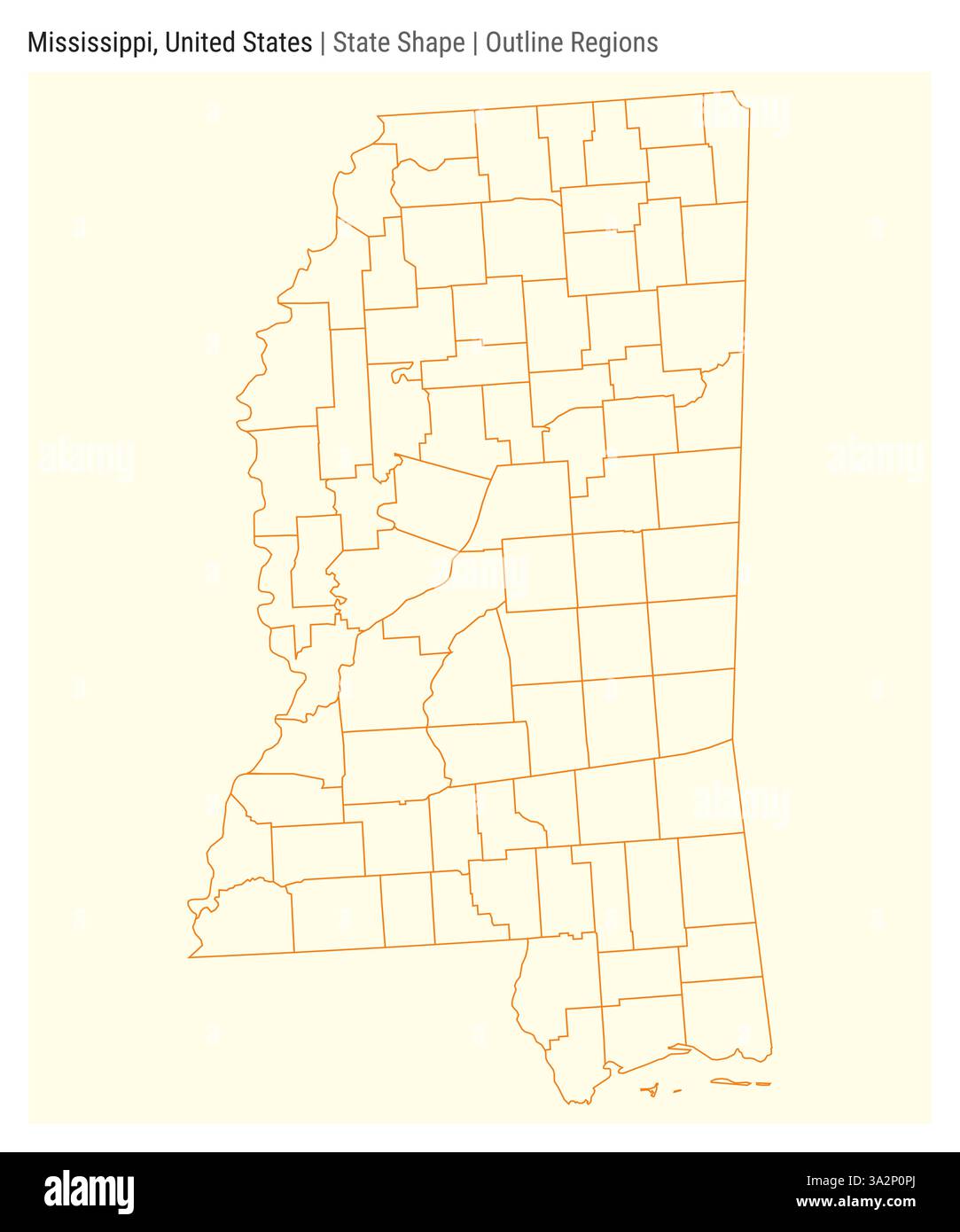 Mississippi, United States. Simple vector map. State shape. Outline ...