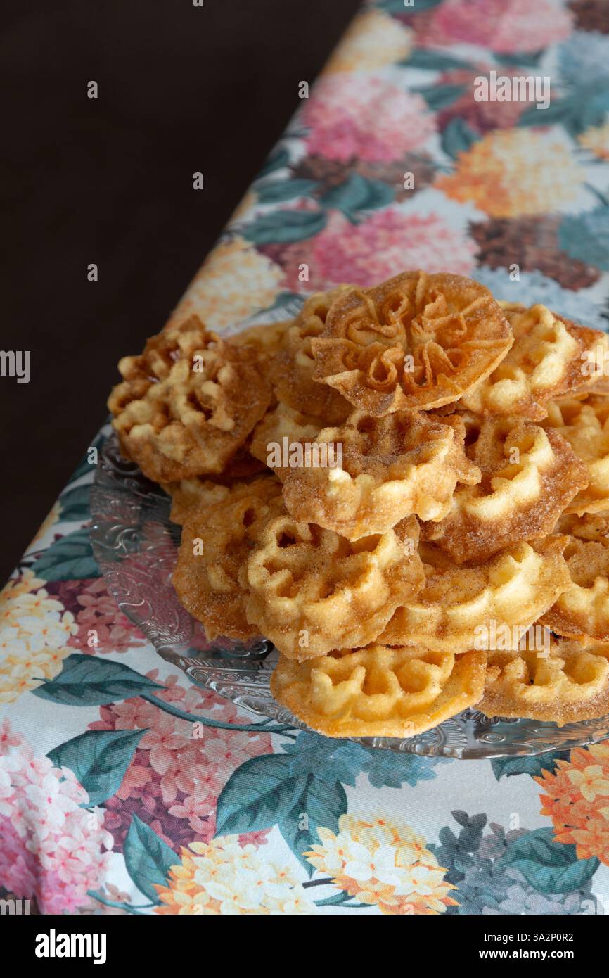 Carnival Flowers, a typical Galician dessert. Pan-fried flowers on a ...