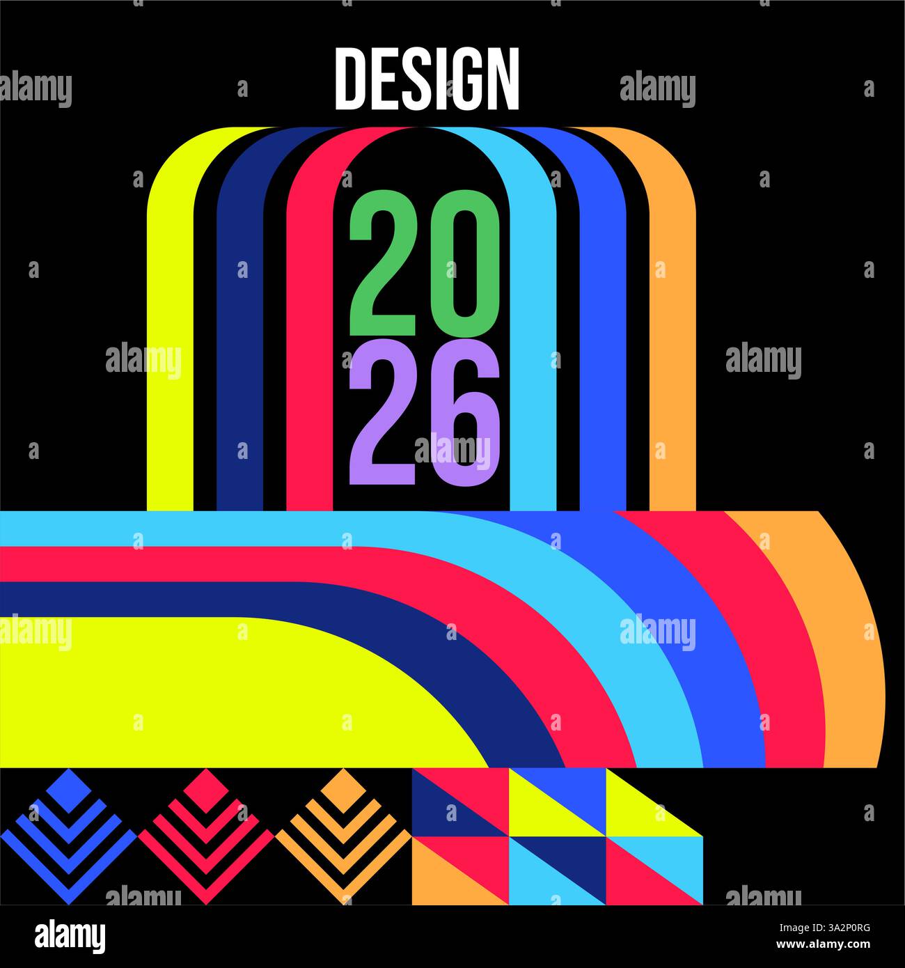 Design 2026 A Modern and Colorful Graphic Illustration Stock Vector ...