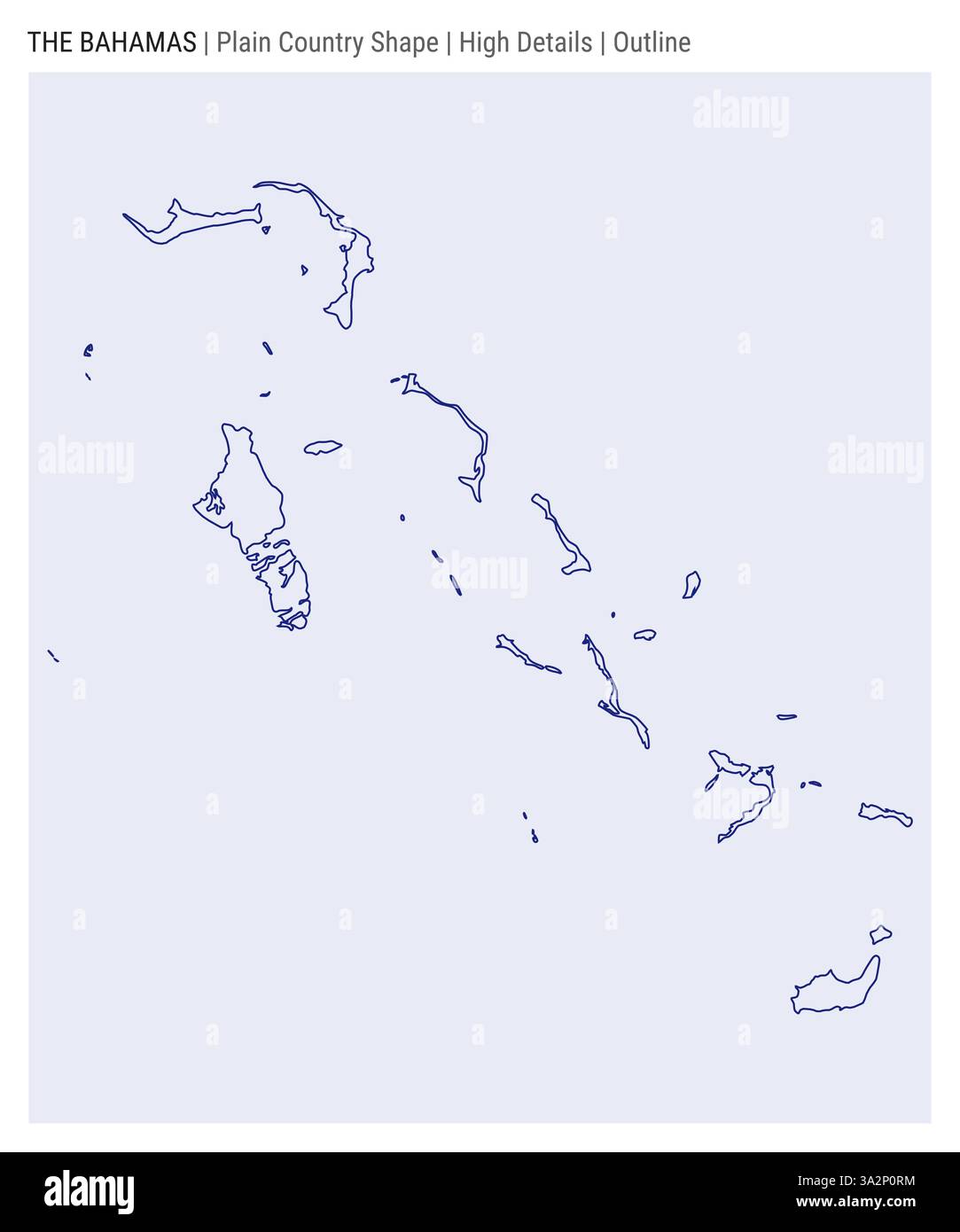 Bahamas plain country map. High details. Outline style. Shape of ...
