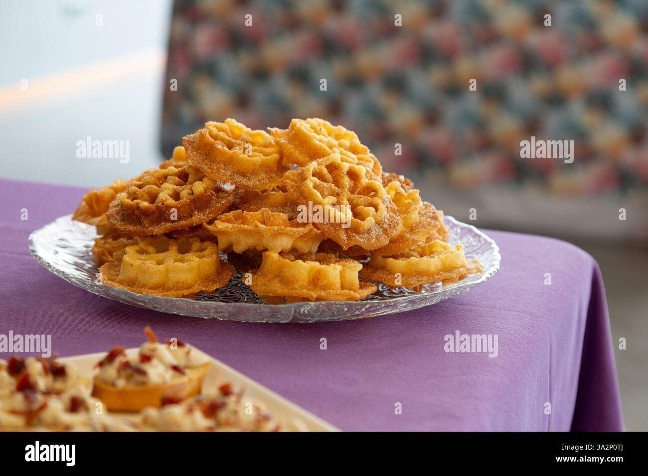 Carnival Flowers, a typical Galician dessert. Pan-fried flowers on a ...