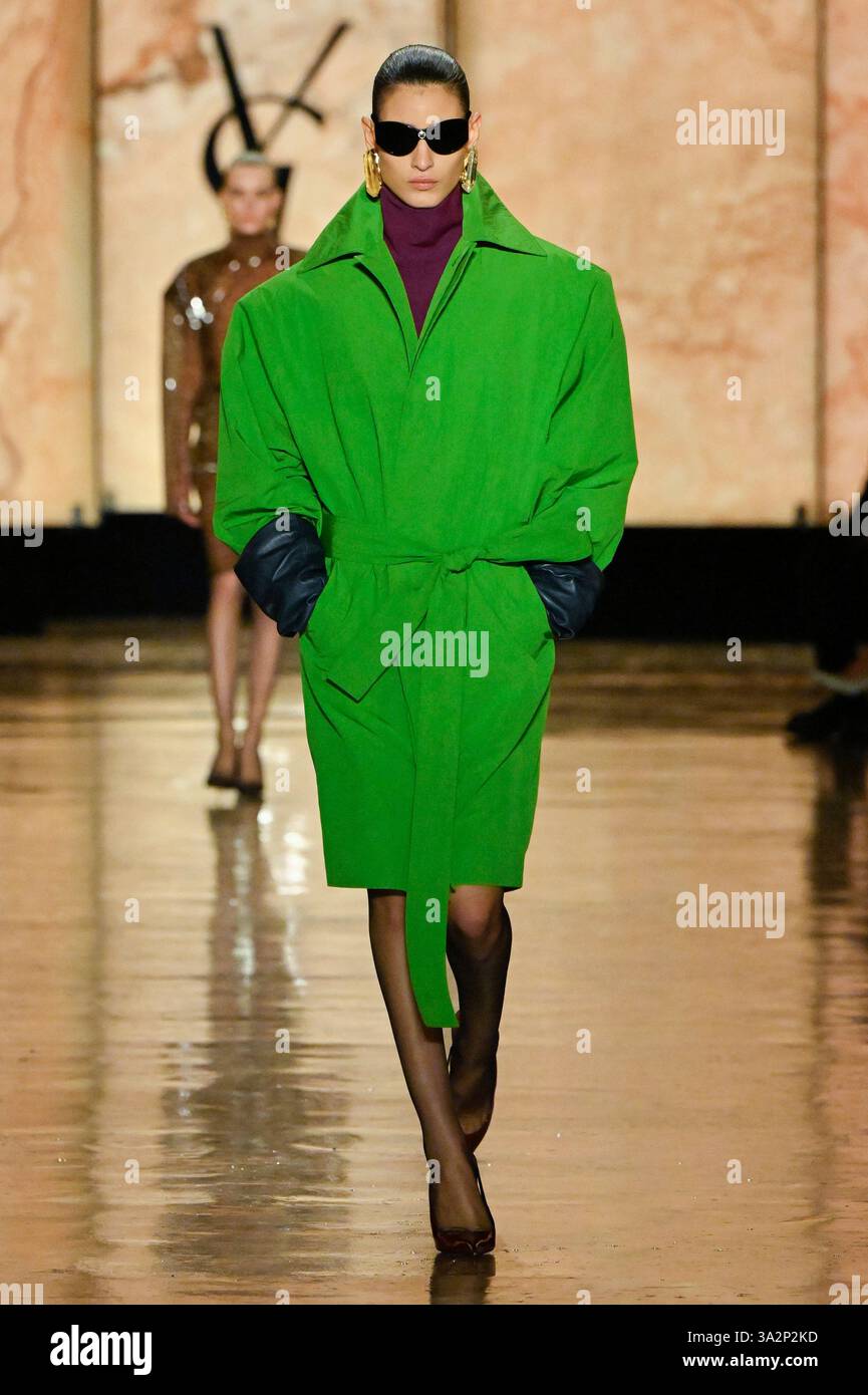 Paris, France. 11th Mar, 2025. Model Luiza Perote walks on the runway during the Saint Laurent ...
