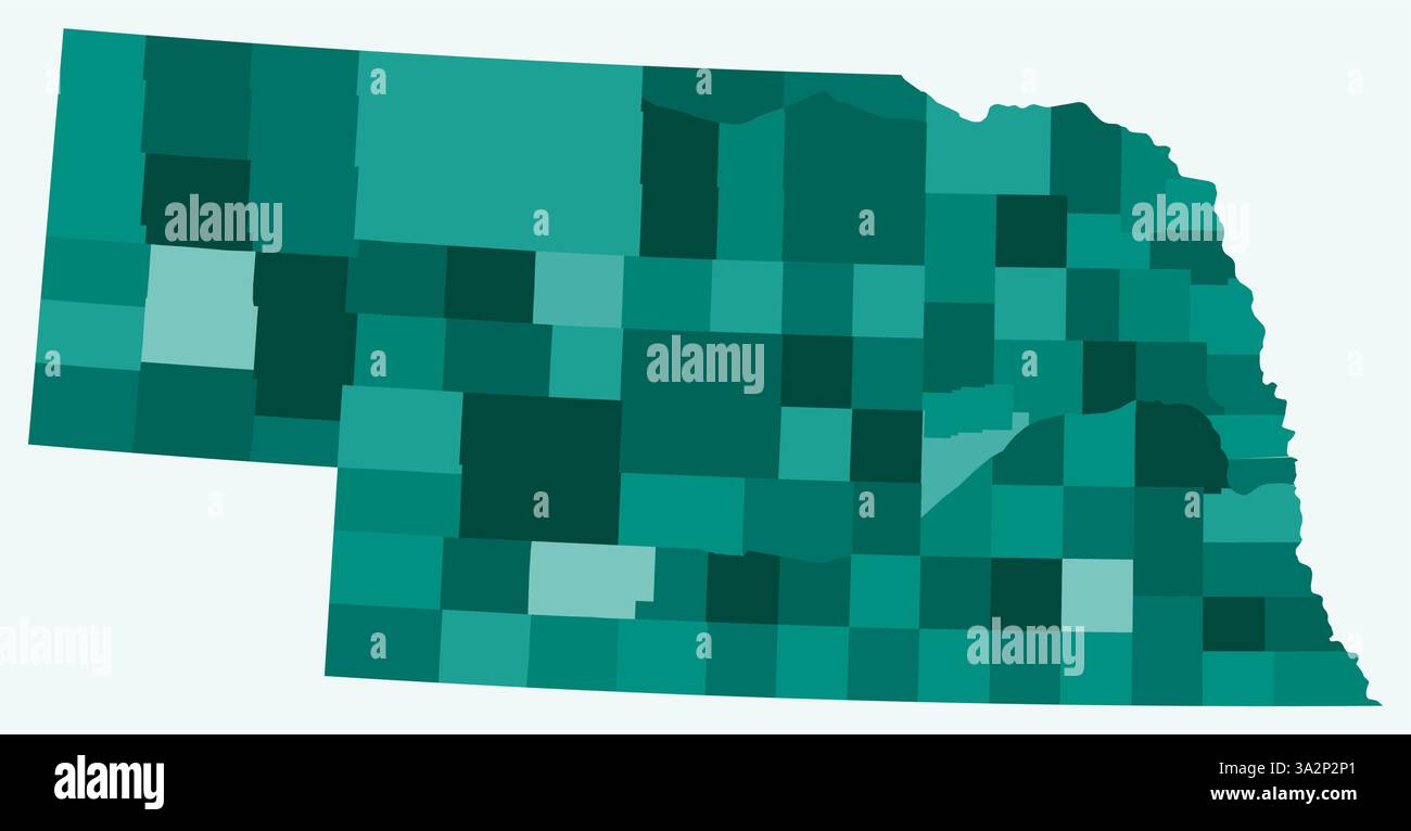 Map of Nebraska with counties. Just a simple state border map with ...