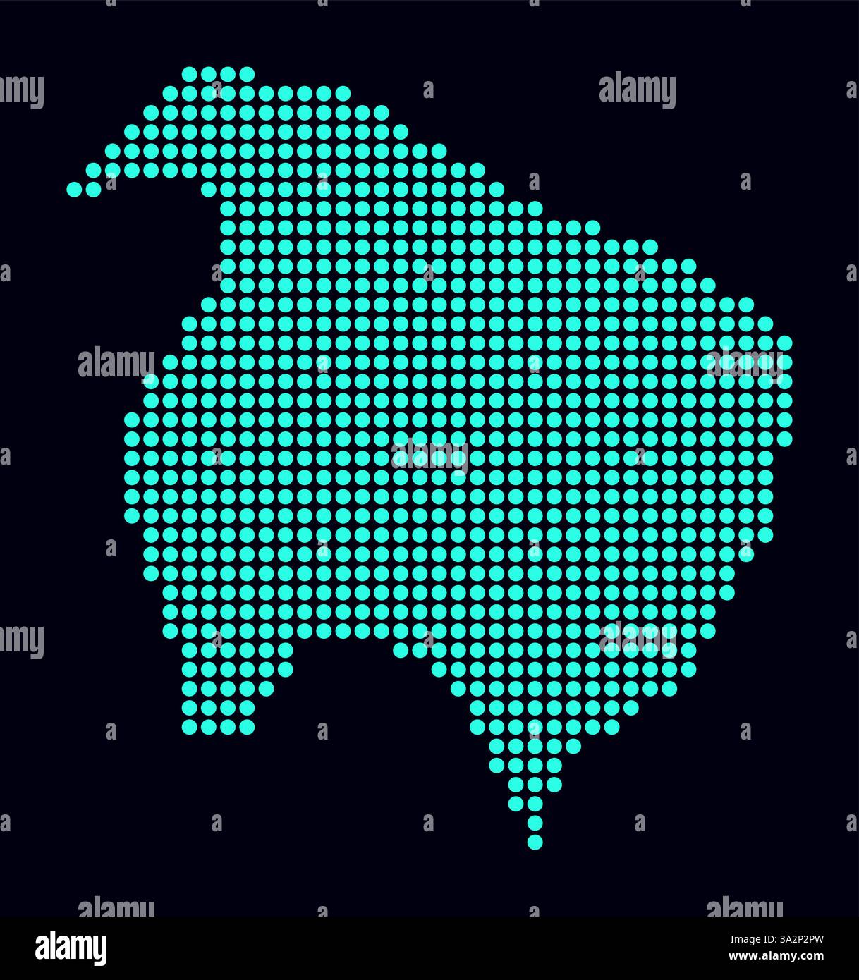 Norfolk Island dotted map. Digital style map of the country on dark ...