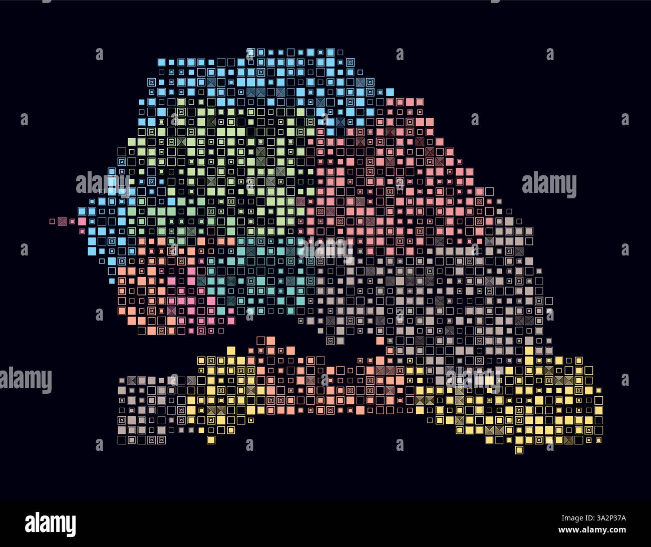 Senegal, shape of the country built of colored cells. Digital style map ...