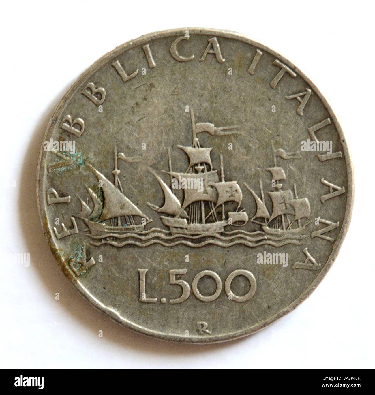 GIFFONI VALLE PIANA,ITALY - July 1,2023 : Old italian silver coin 500 ...