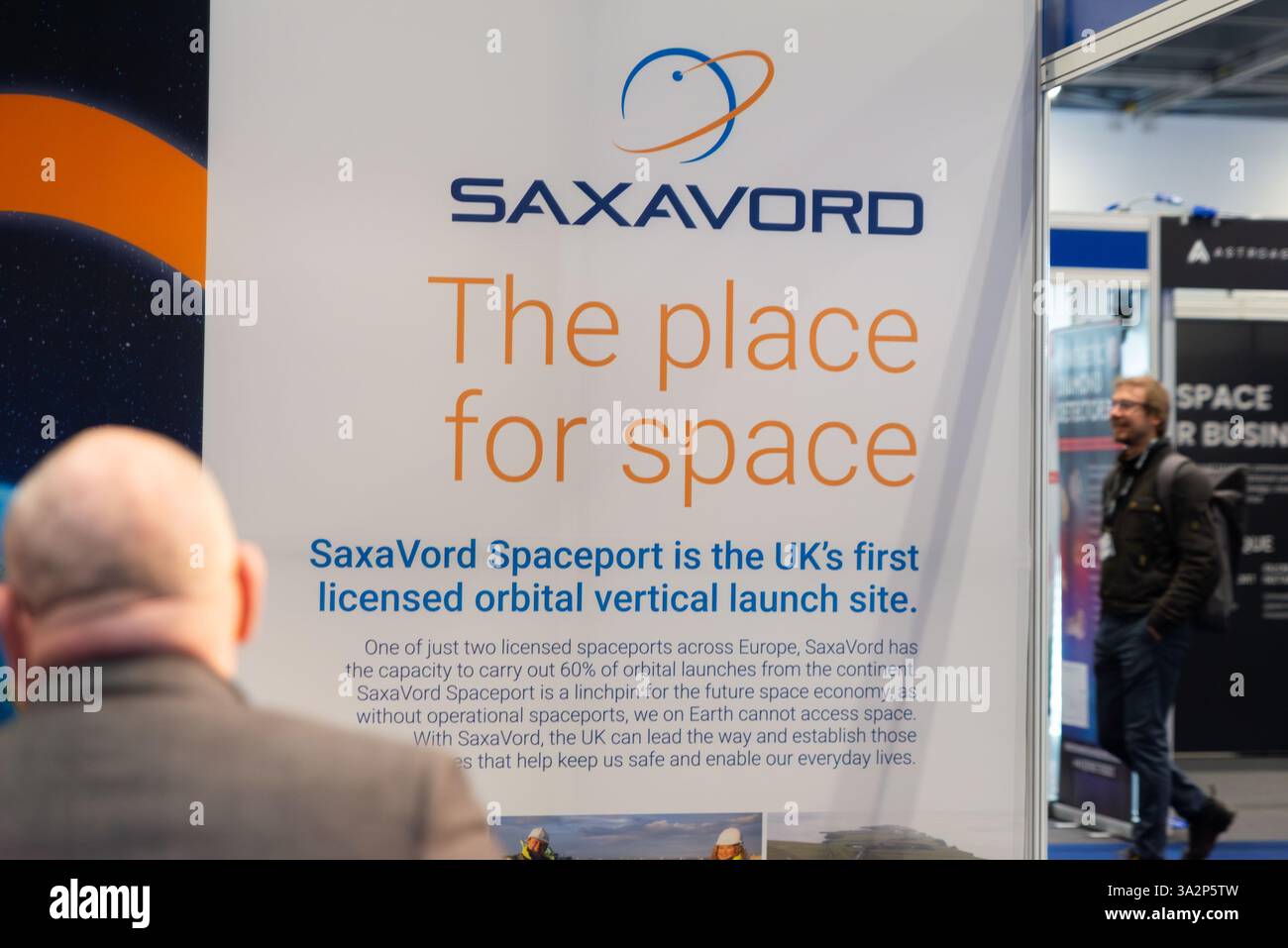 Saxavord Spaceport stand at Space-Comm Expo in ExCeL London, UK Stock ...