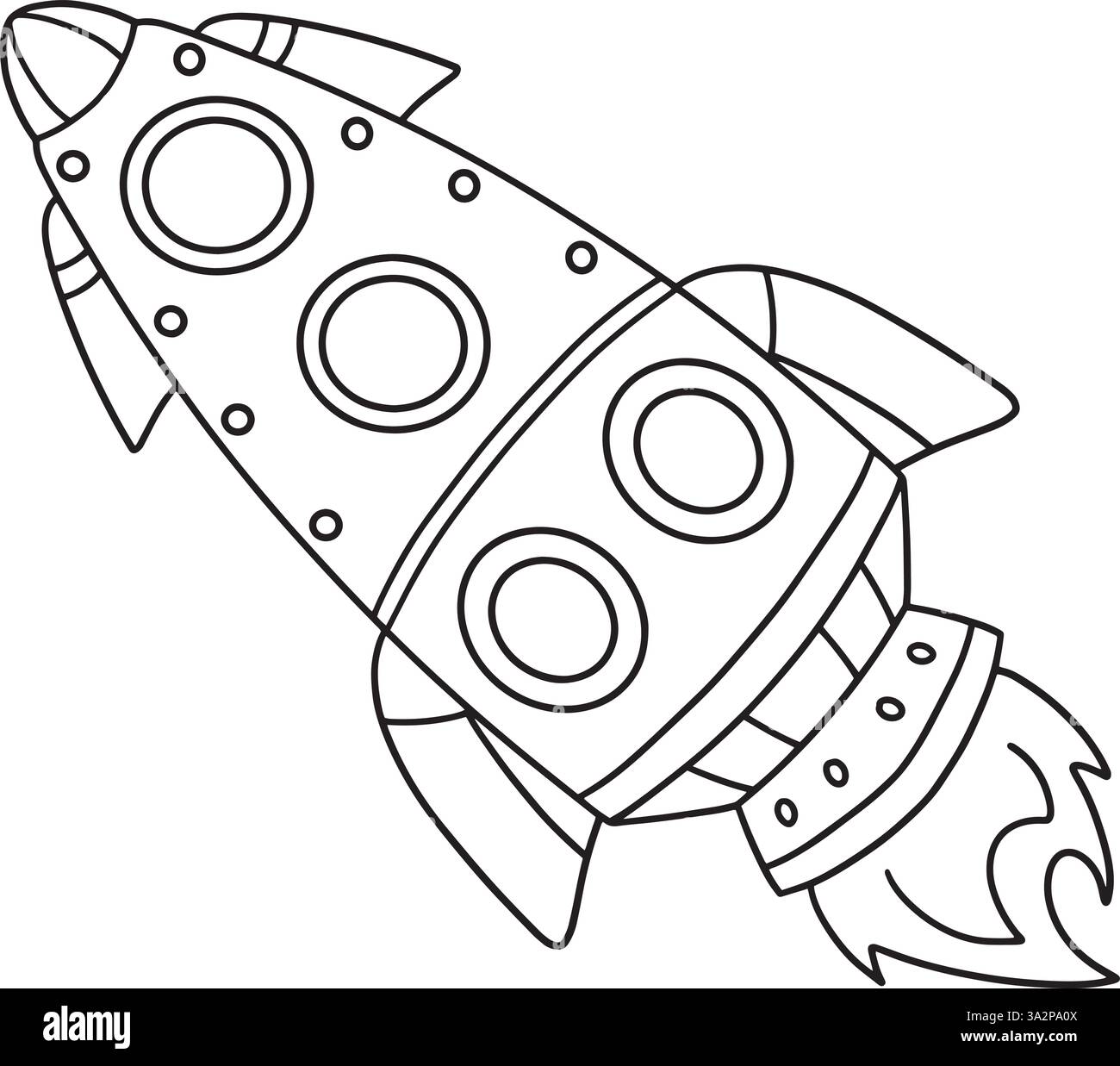 Space Astronaut Riding a Rocket Isolated Coloring Stock Vector Image ...