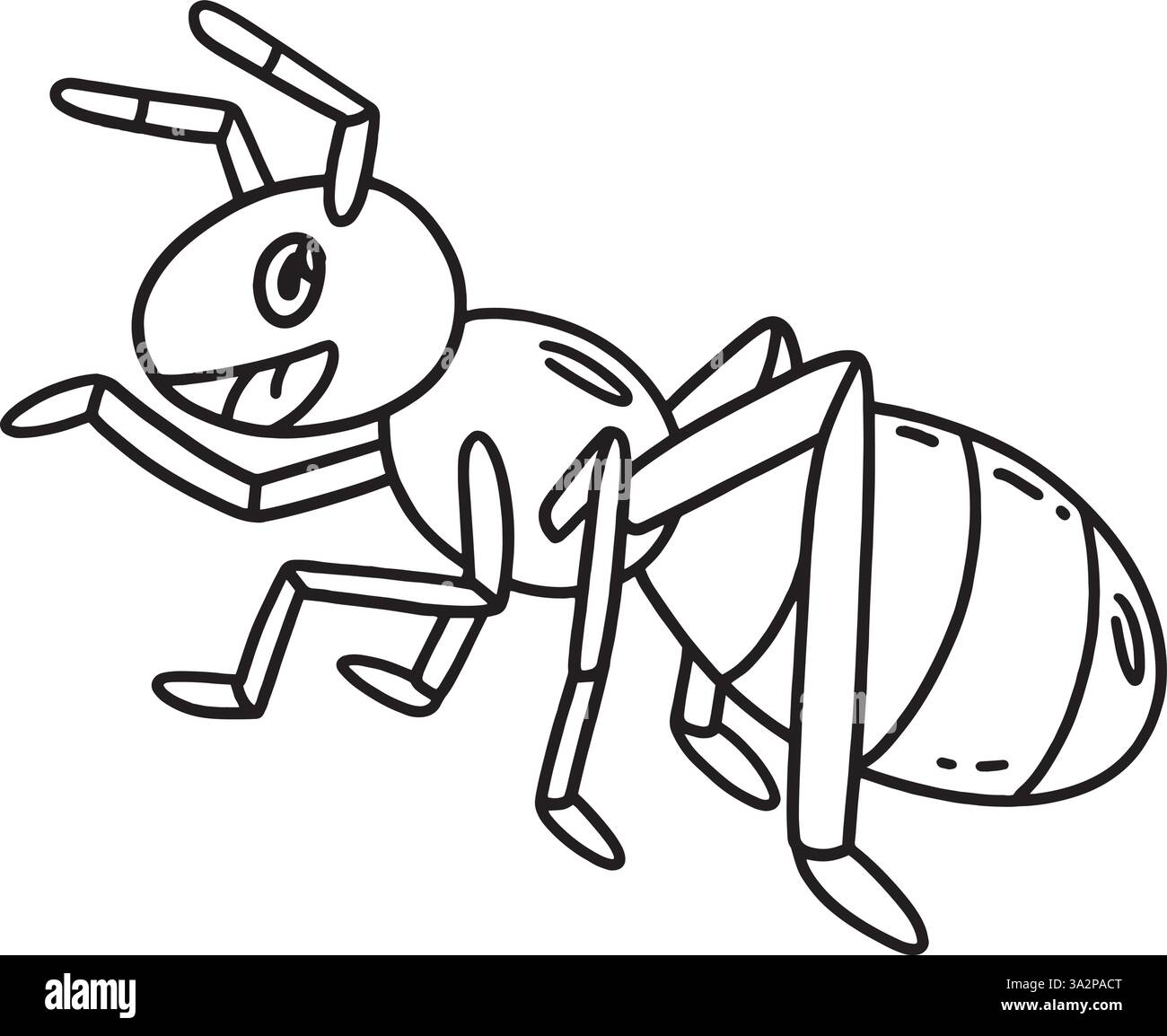 Happy Ant Playing Isolated Coloring Page for Kids Stock Vector Image ...