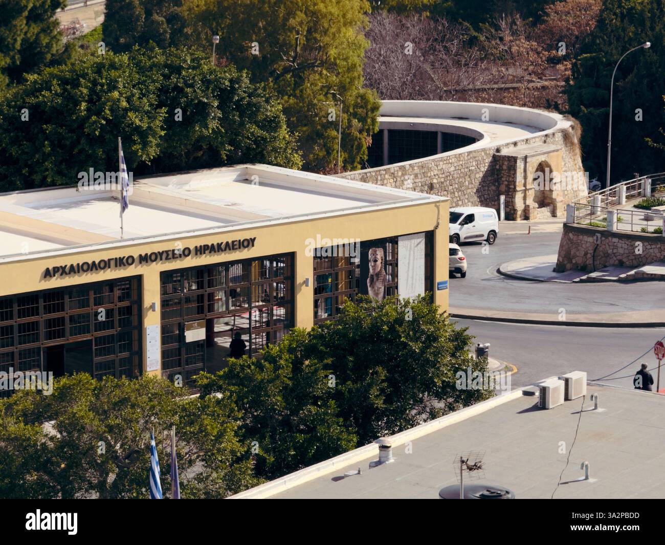 Aerial view of the archaeological museum of Heraklion in Crete, Greece ...