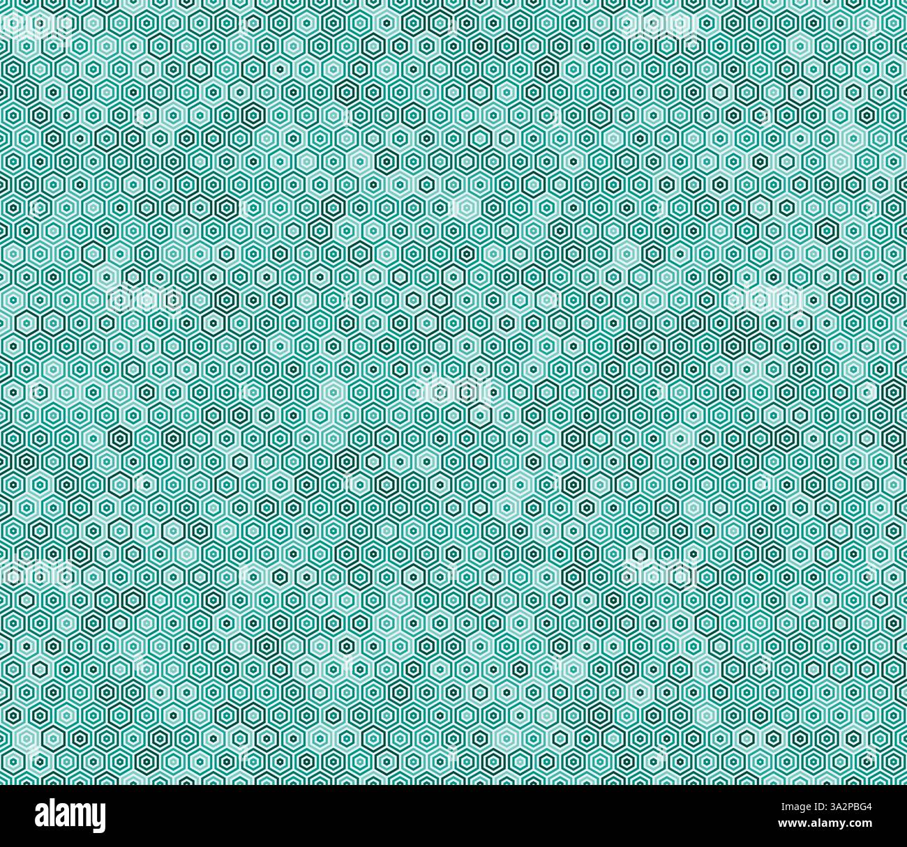 Vector seamless pattern. Stacked hexagon bold mosaic cell. Teal color ...