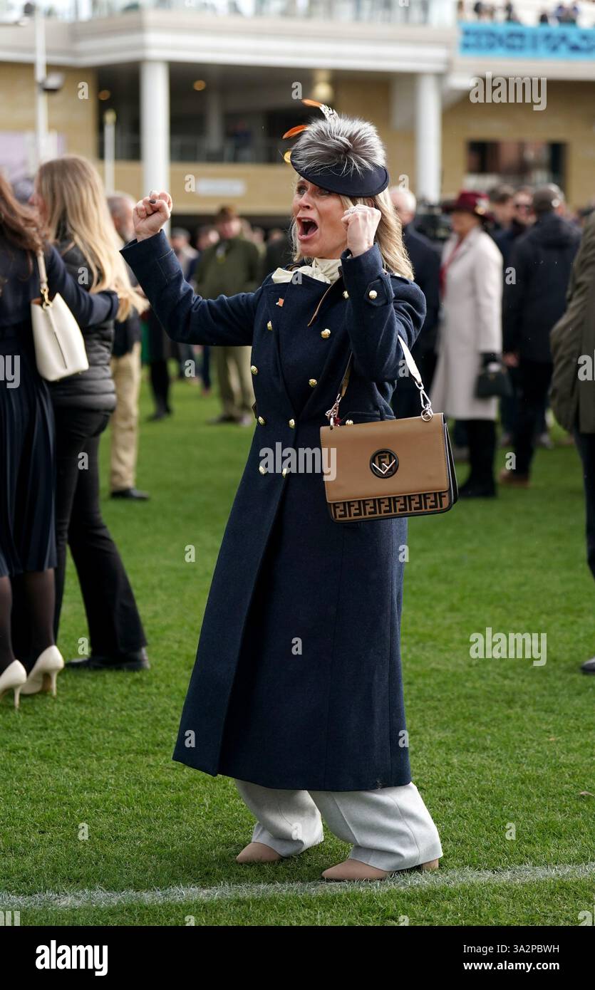 Heather de Bromhead, wife of winning trainer Henry de Bromhead, after ...